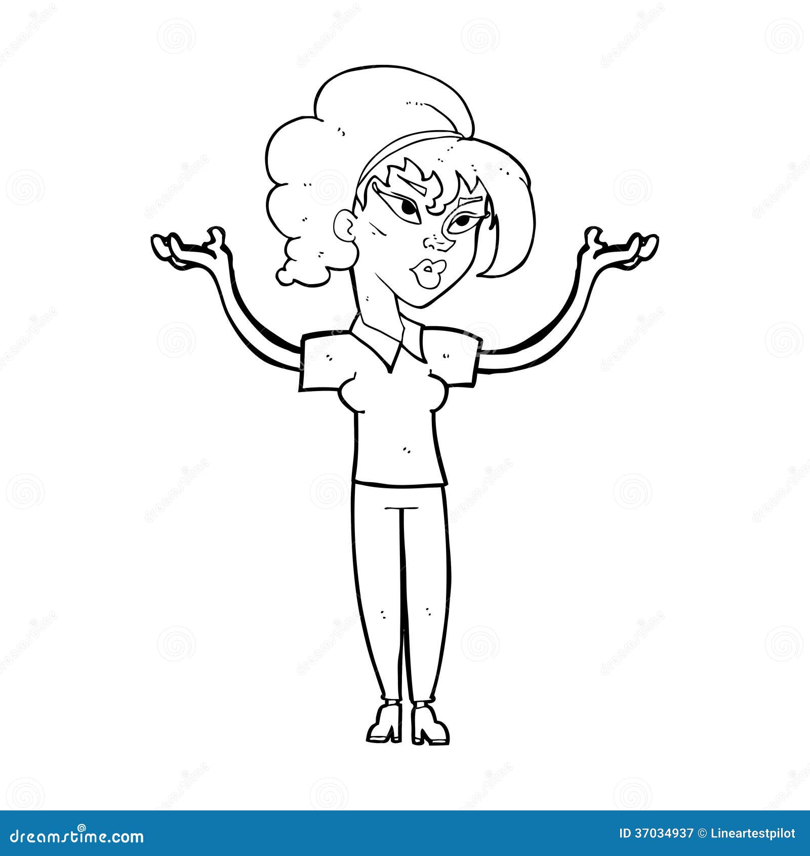 Cartoon Woman Raising Hands In Air Stock Illustration Illustration Of