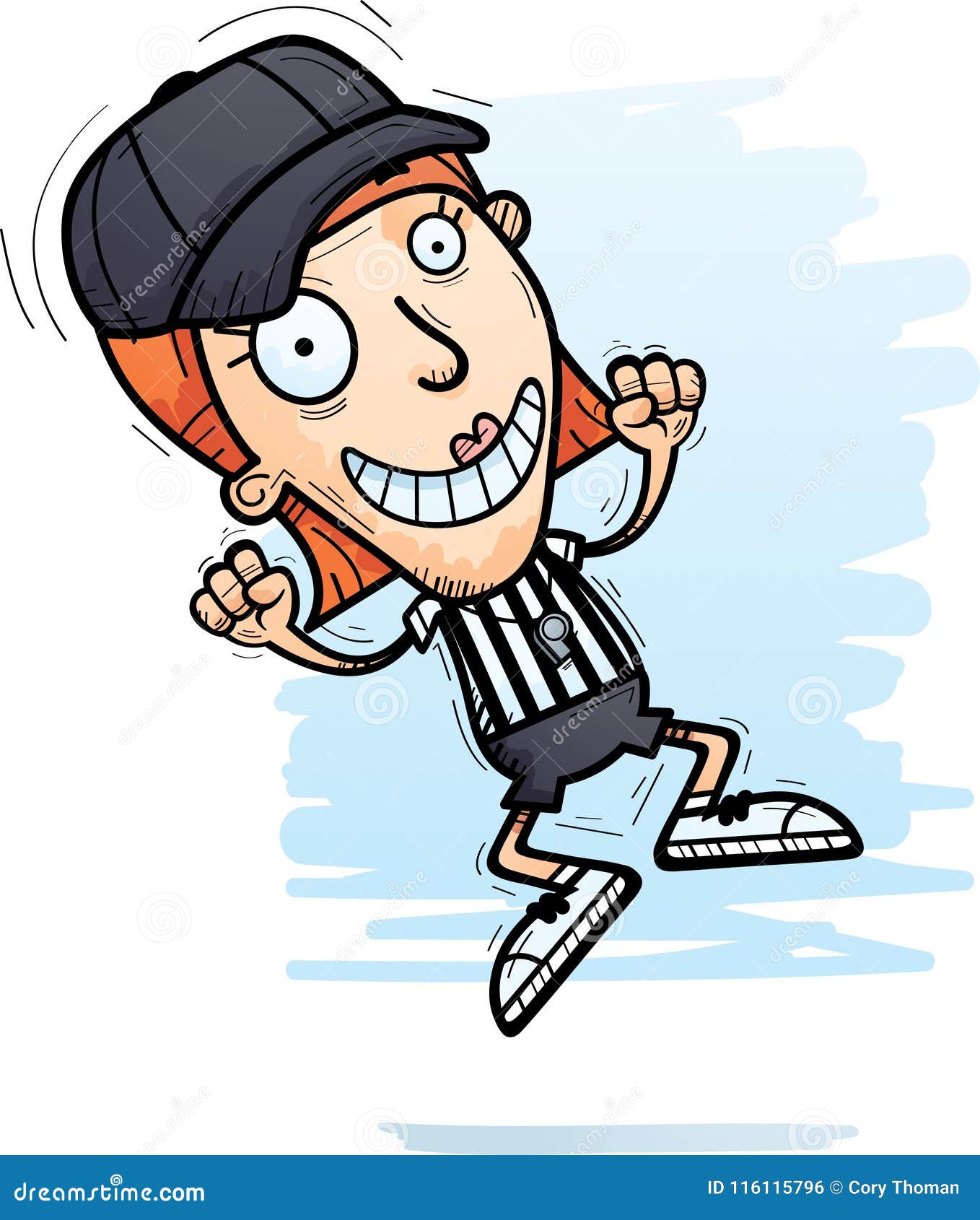 Cartoon Woman Referee Jumping Stock Vector - Illustration of sketch ...