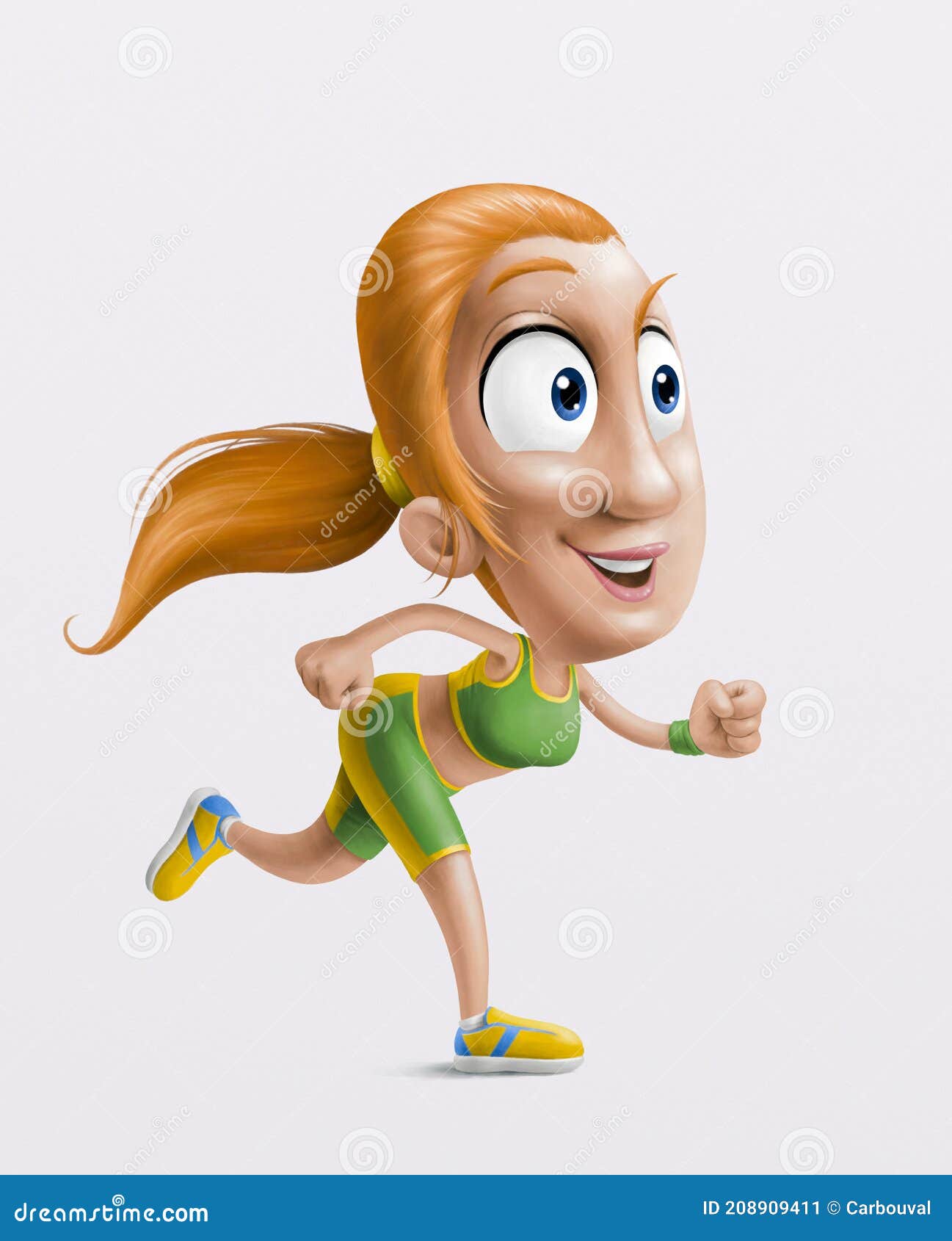 Cartoon woman runner stock illustration. Illustration of raster - 208909411