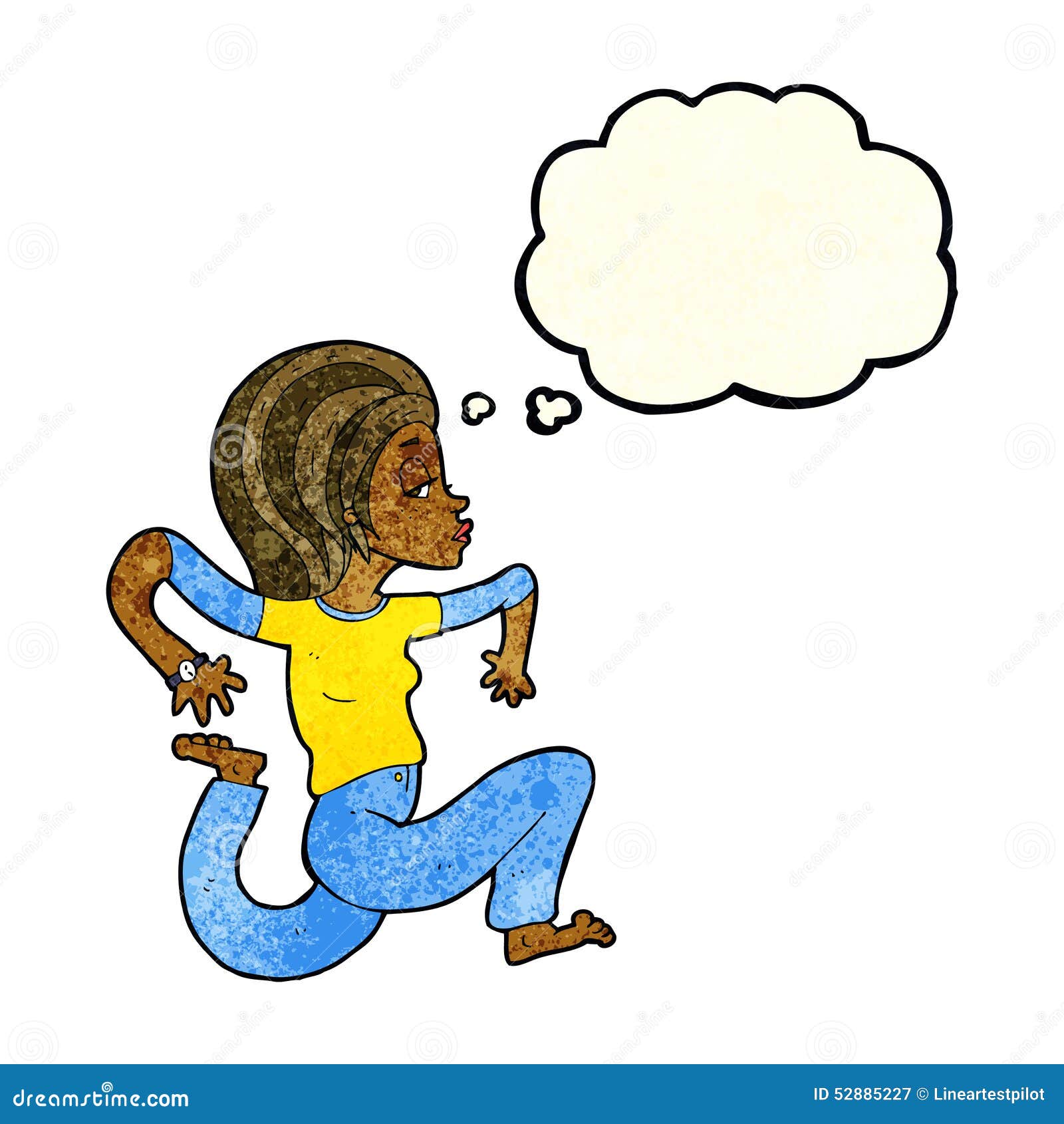 Cartoon Woman Running with Thought Bubble Stock Illustration ...
