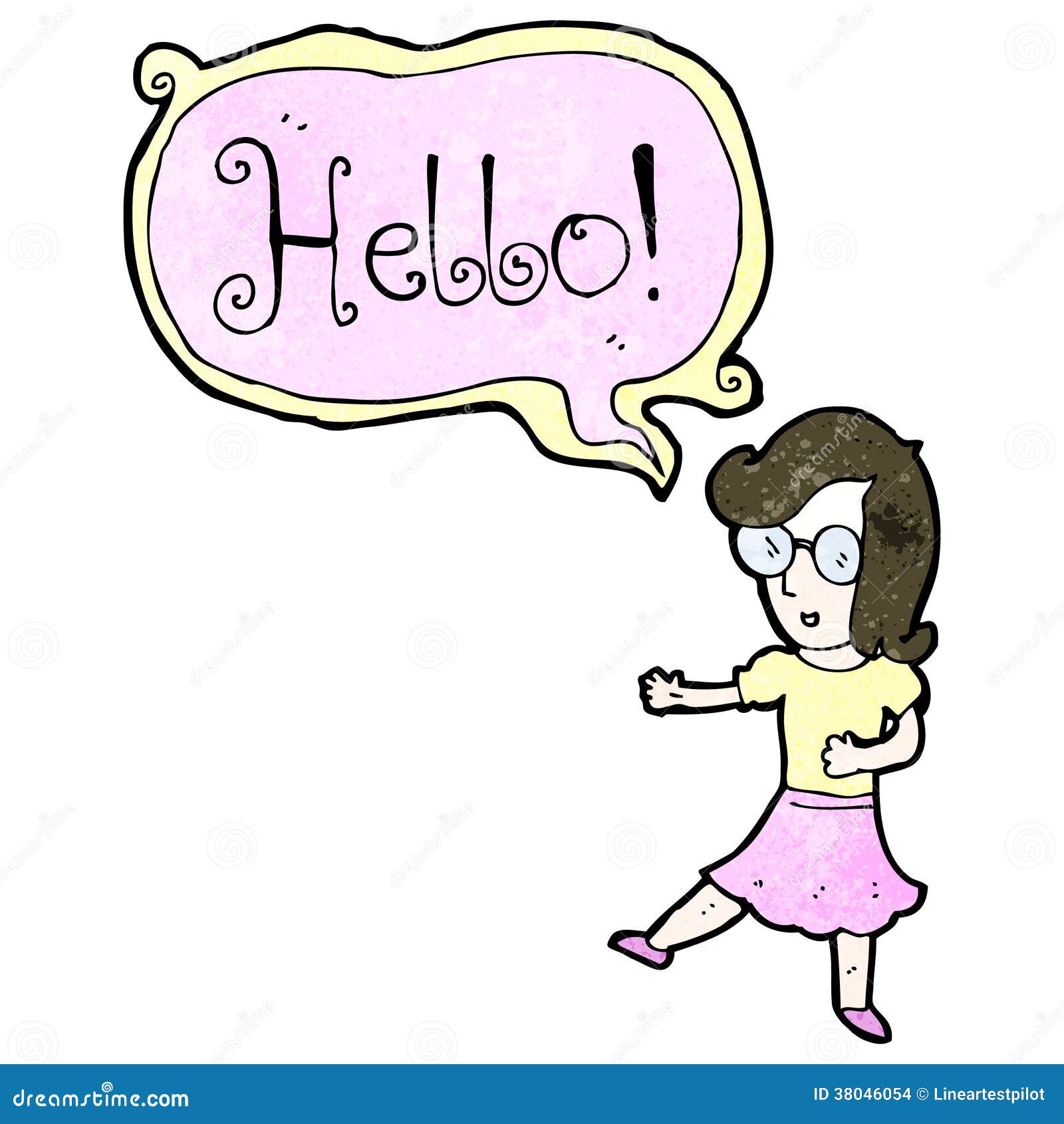 Cartoon woman saying hello stock vector. Illustration of cloud - 38046054