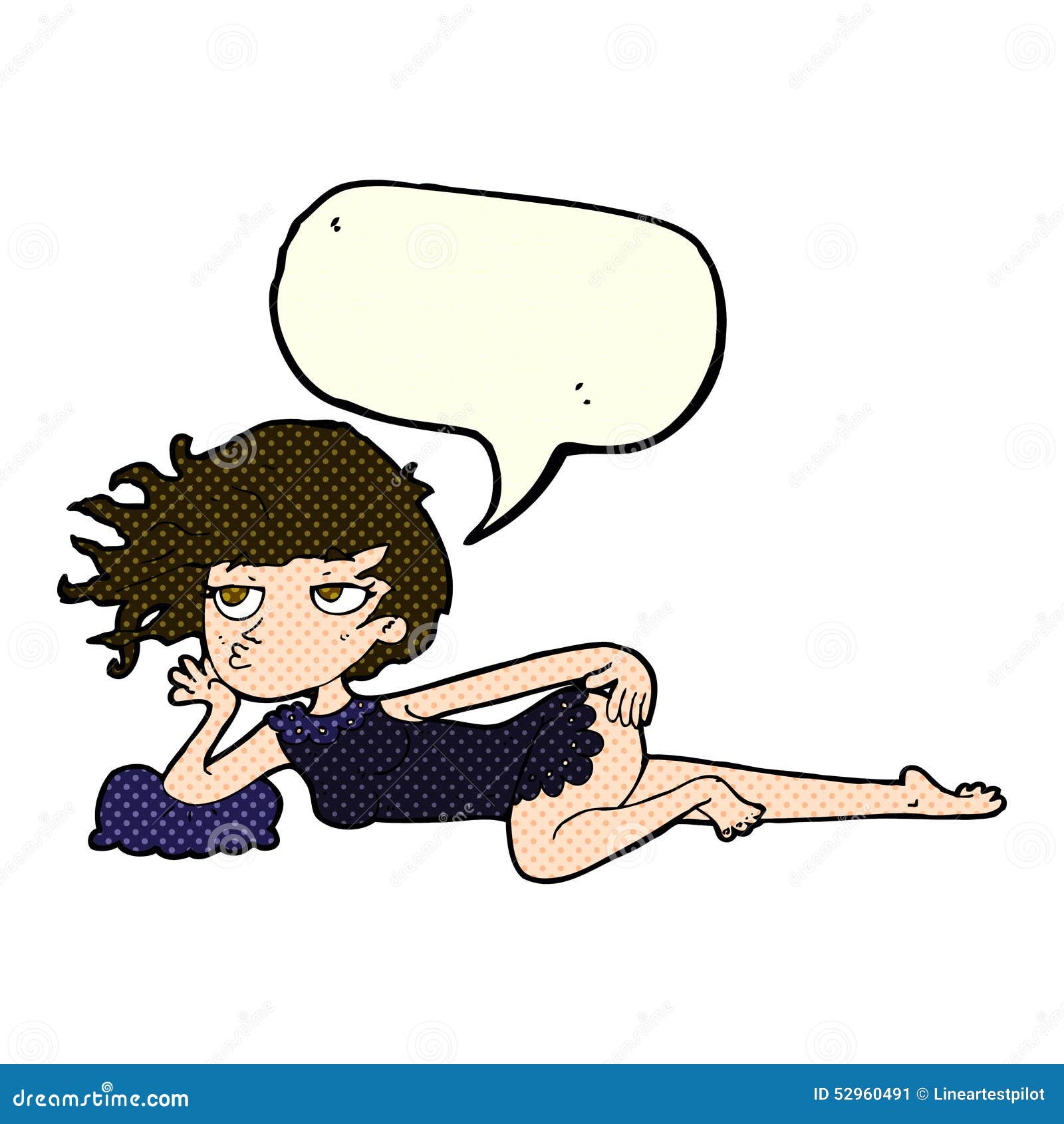 Cartoon Woman In Pose With Speech Bubble Stock Illustration