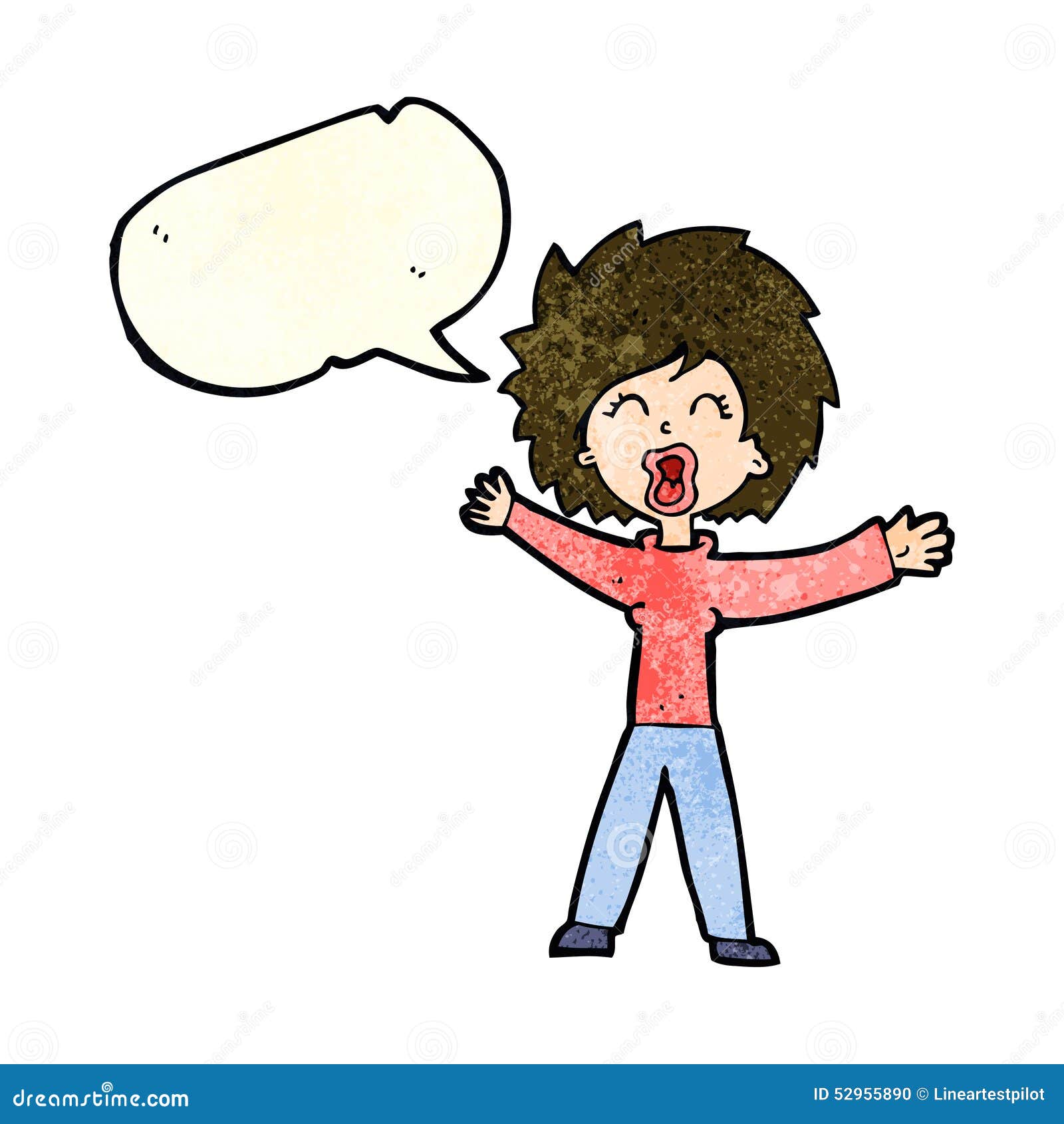 Cartoon Woman Shouting with Speech Bubble Stock Illustration ...