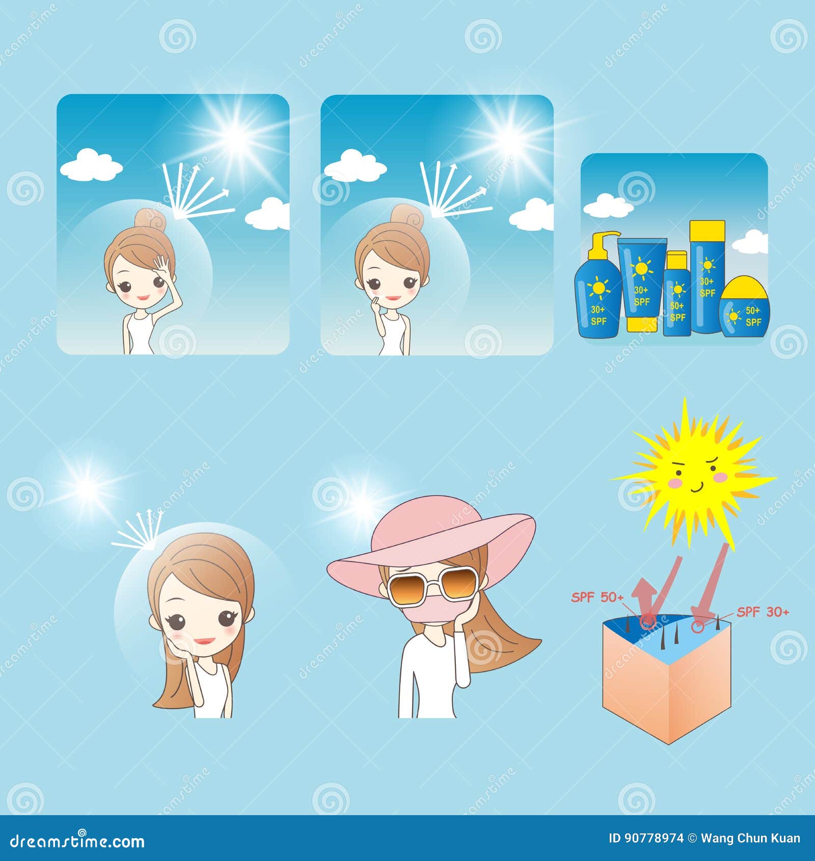 Cartoon Woman with Sunscream Stock Vector - Illustration of ocean ...
