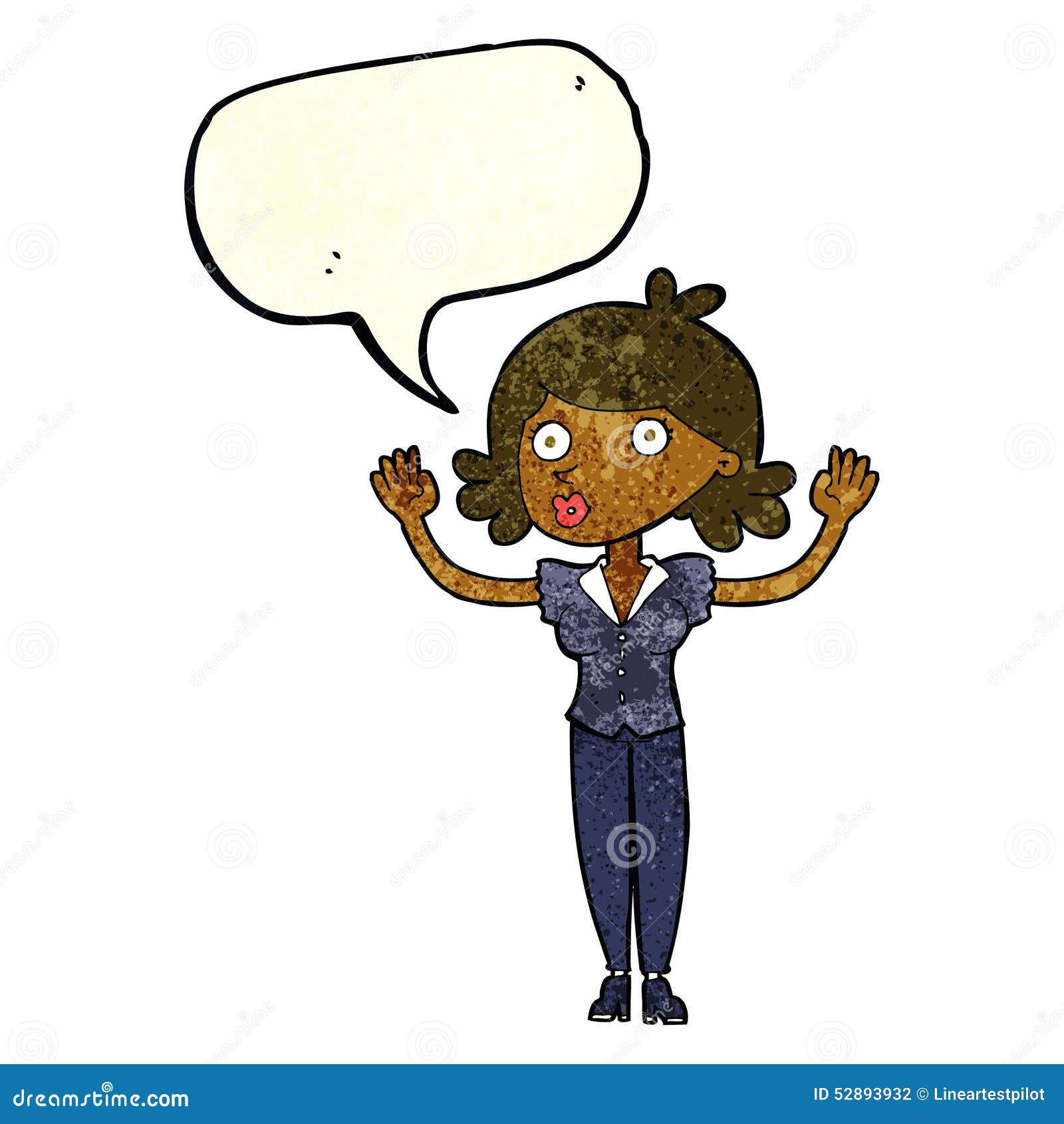 Cartoon Woman Surrendering with Speech Bubble Stock Illustration ...