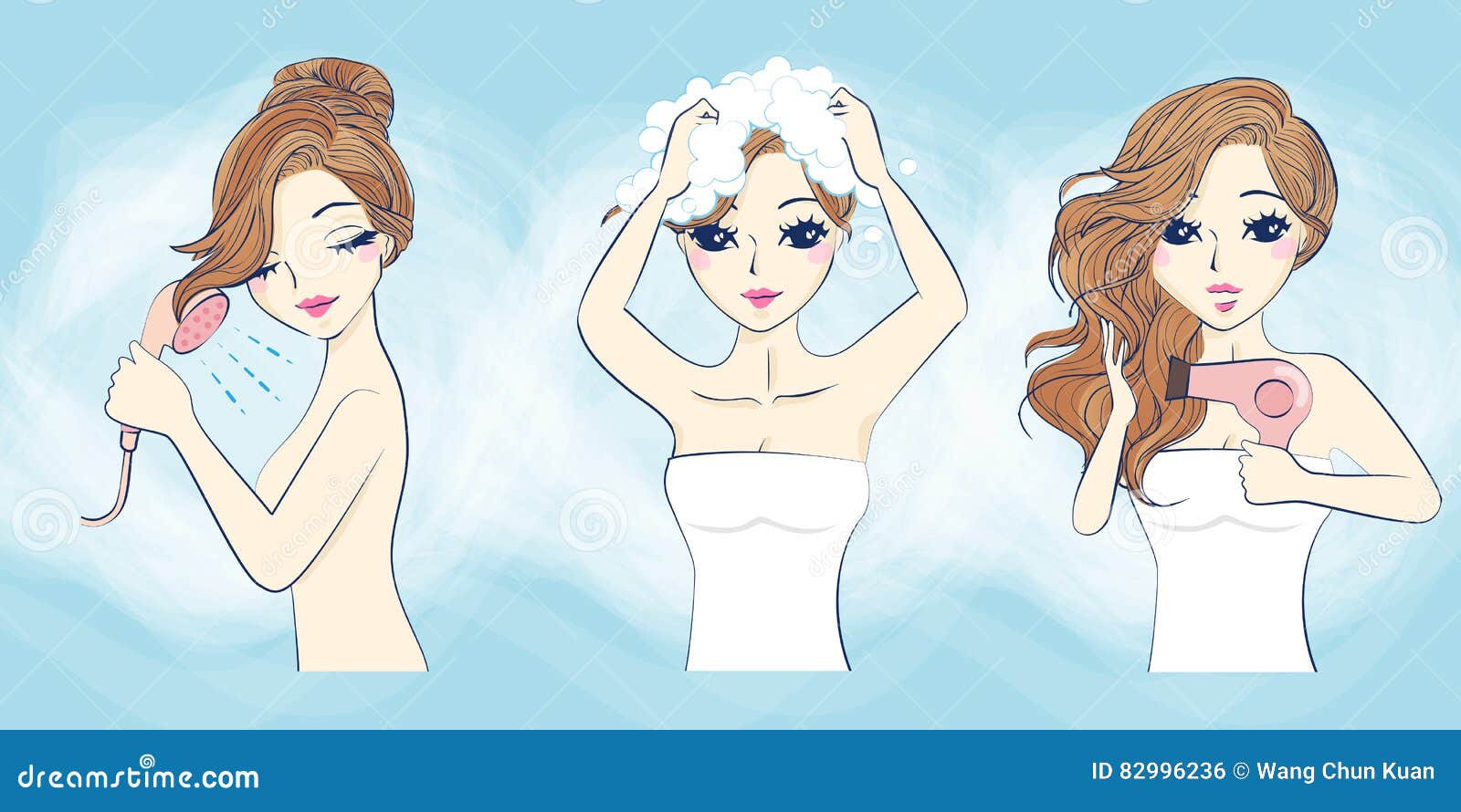Cartoon woman take a bath stock vector. Illustration of human - 82996236