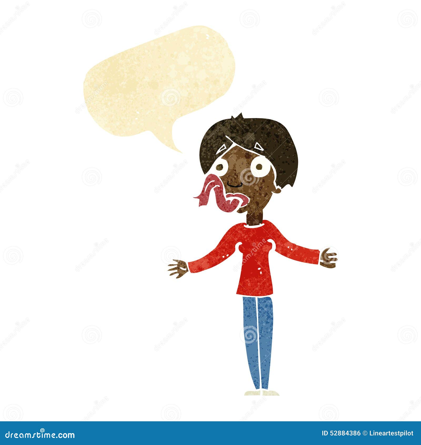 Cartoon Woman Telling Lies with Speech Bubble Stock Illustration ...