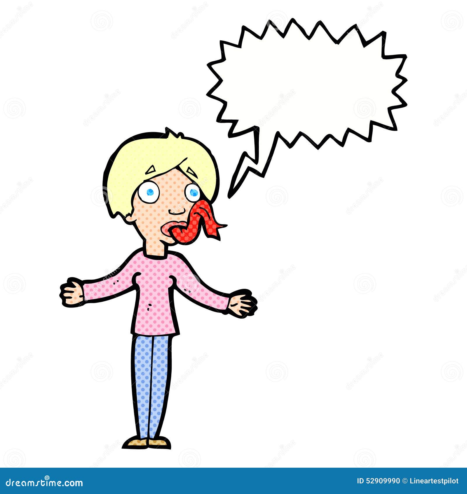 Cartoon Woman Telling Lies with Speech Bubble Stock Illustration ...