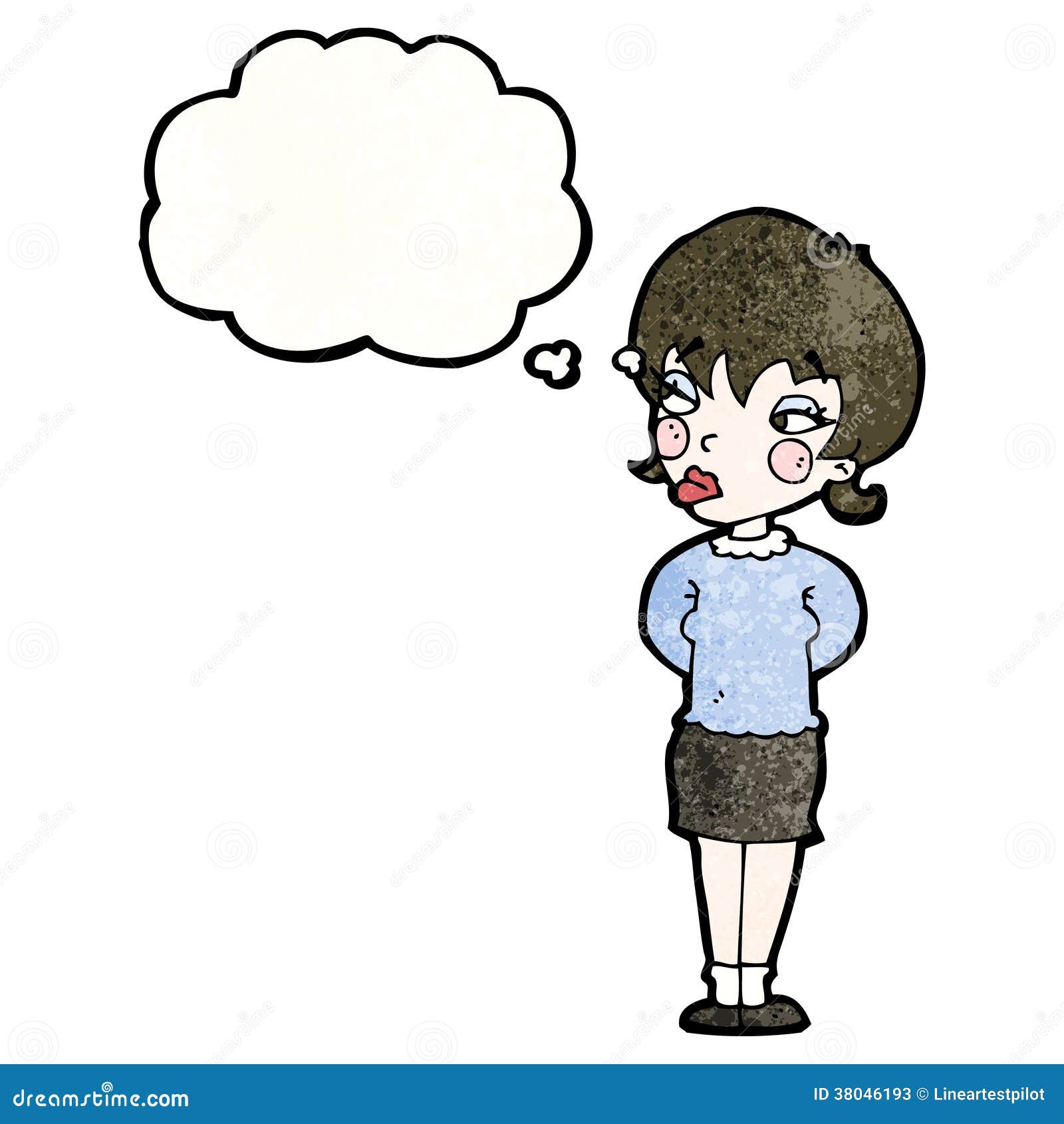 Cartoon woman thinking stock vector. Illustration of girl - 38046193