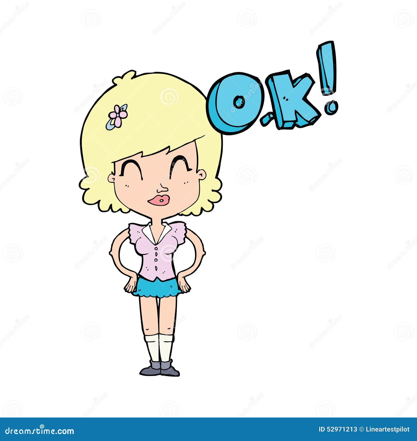 Cartoon woman thinking OK stock illustration. Illustration of cartoon ...