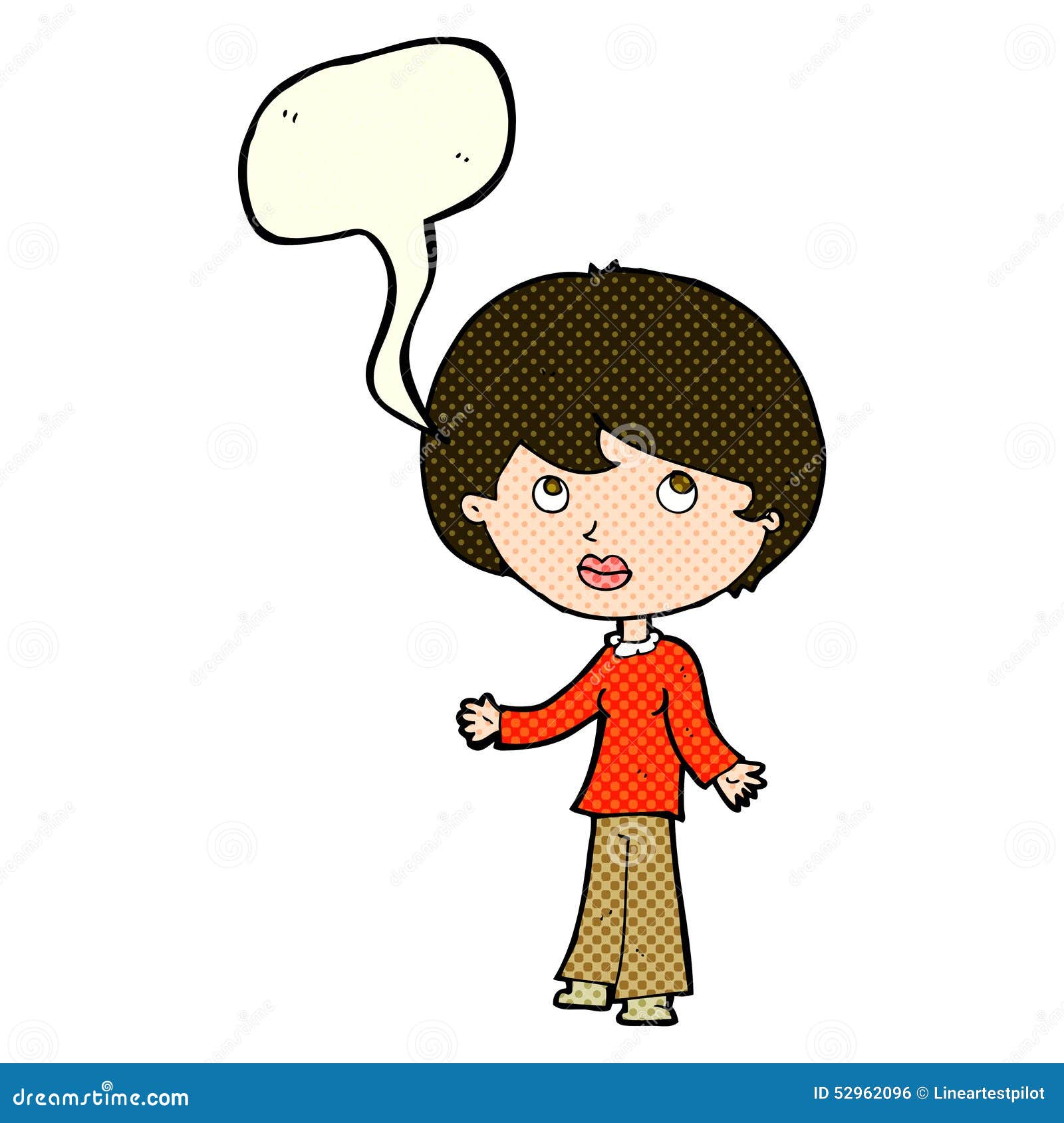 Cartoon Woman Thinking with Speech Bubble Stock Illustration ...
