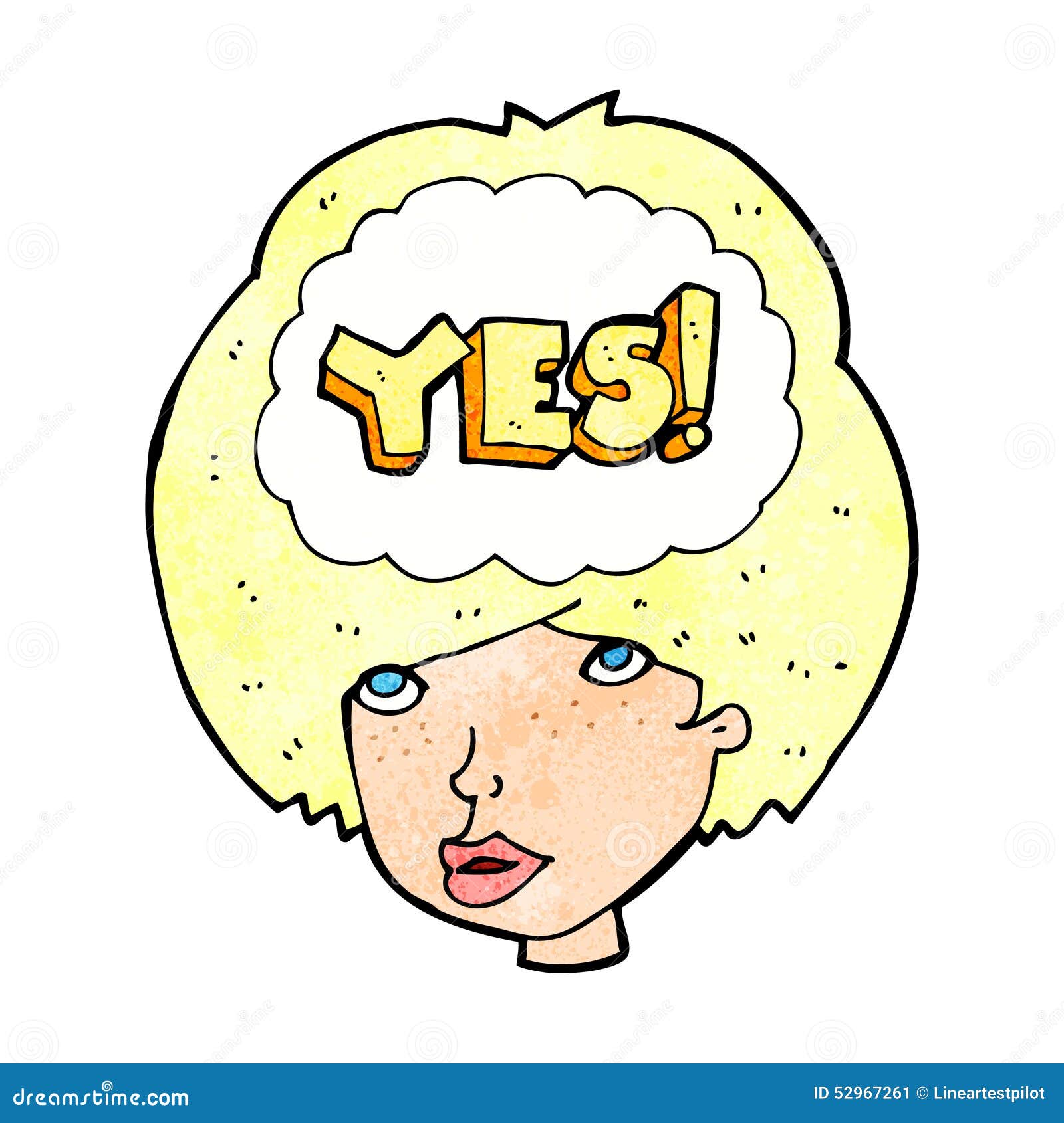 Cartoon woman thinking yes stock illustration. Illustration of drawn ...