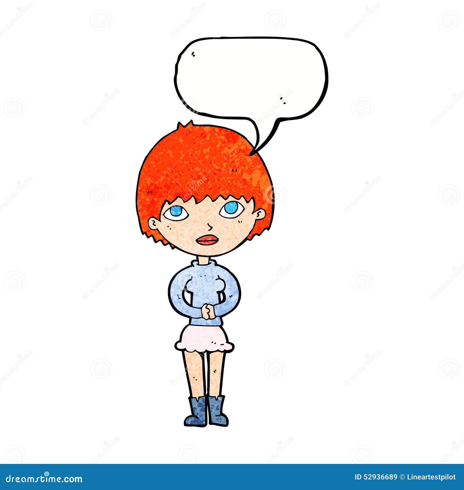 Cartoon Woman Waiting Patiently with Speech Bubble Stock Illustration ...