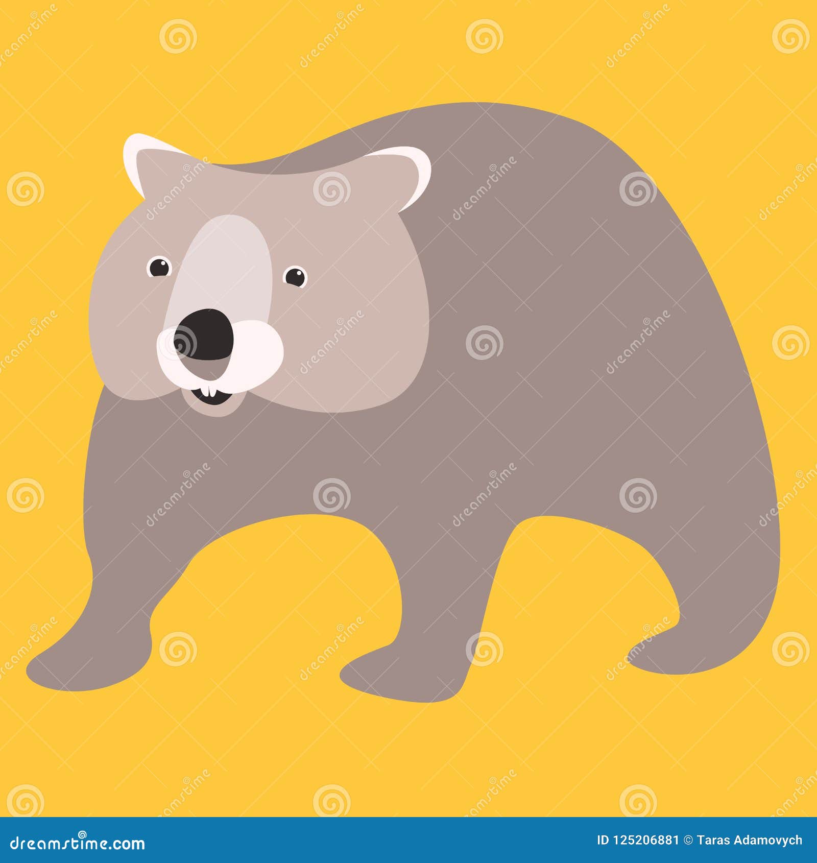 Cartoon Wombat Vector Illustration Flat Style Front Stock Vector ...
