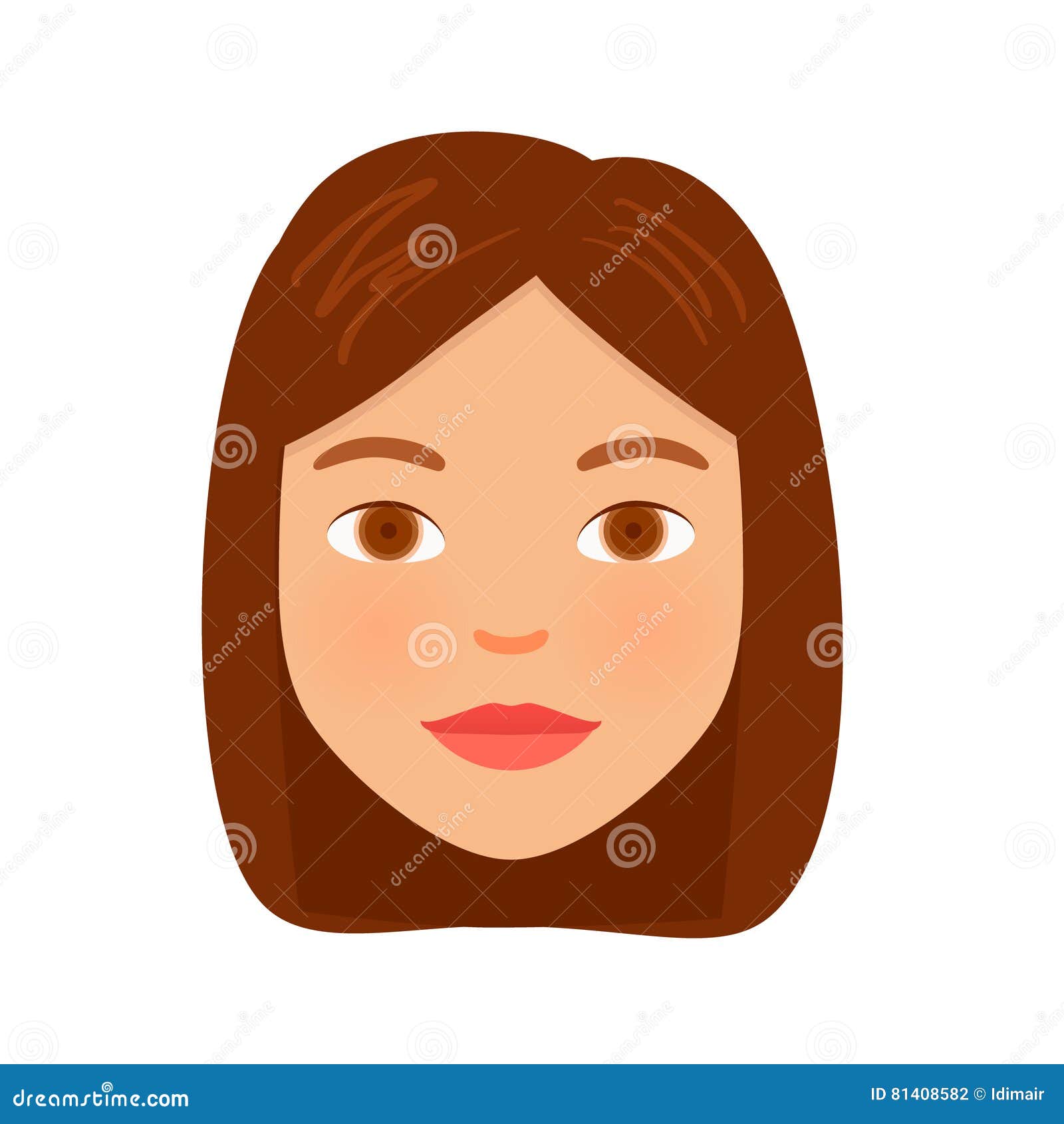 Cartoon Women Face Isolated on White Background. Vector Stock Vector ...