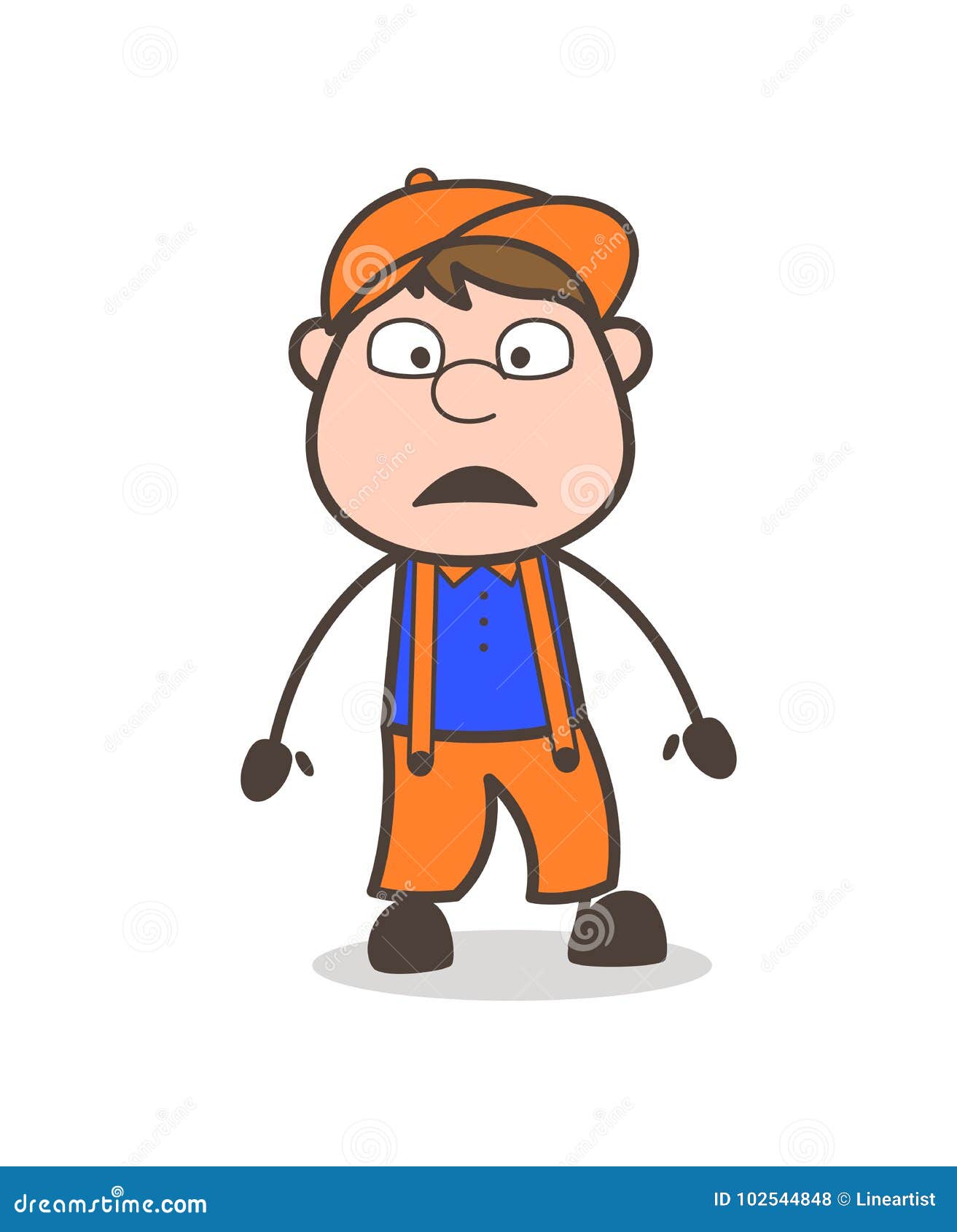 Cartoon Worker Fearful Face Vector Stock Illustration - Illustration of ...