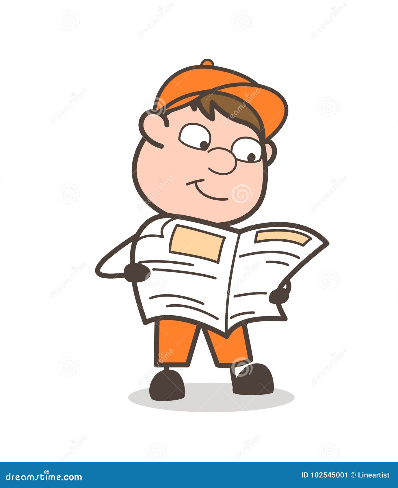 Cartoon Worker Reading Newspaper Vector Concept Royalty-Free Stock ...