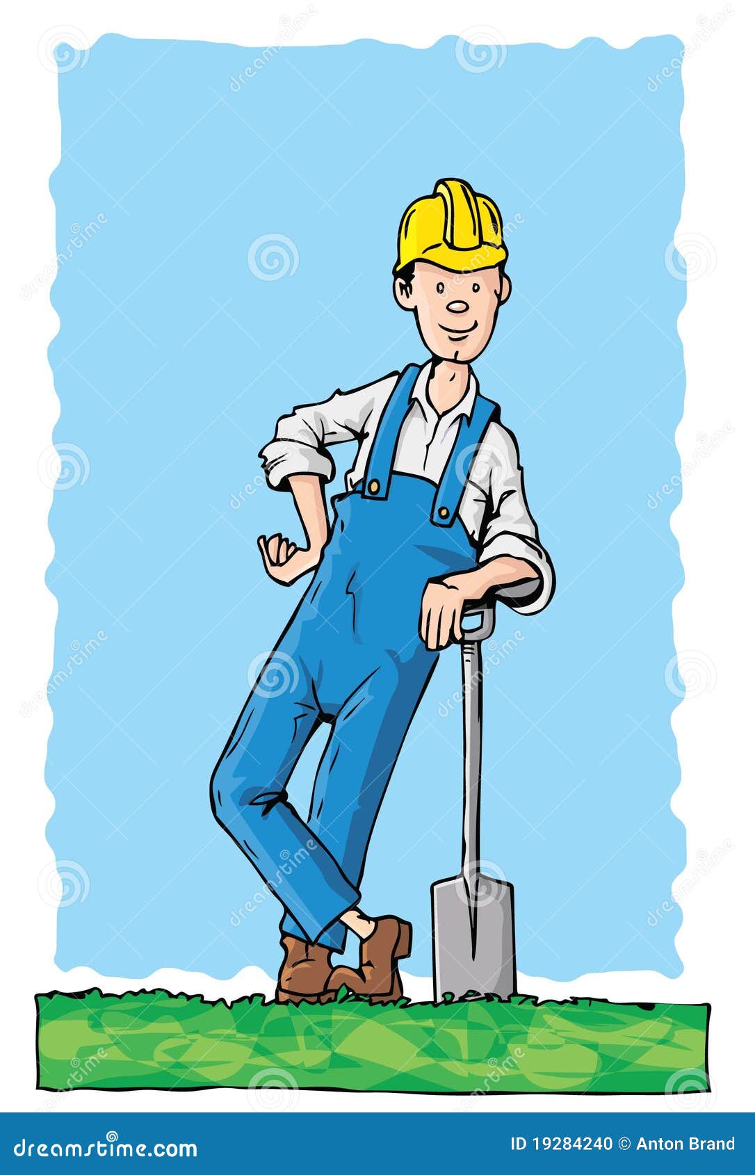 Cartoon Worker with a Spade Stock Vector - Illustration of hand ...