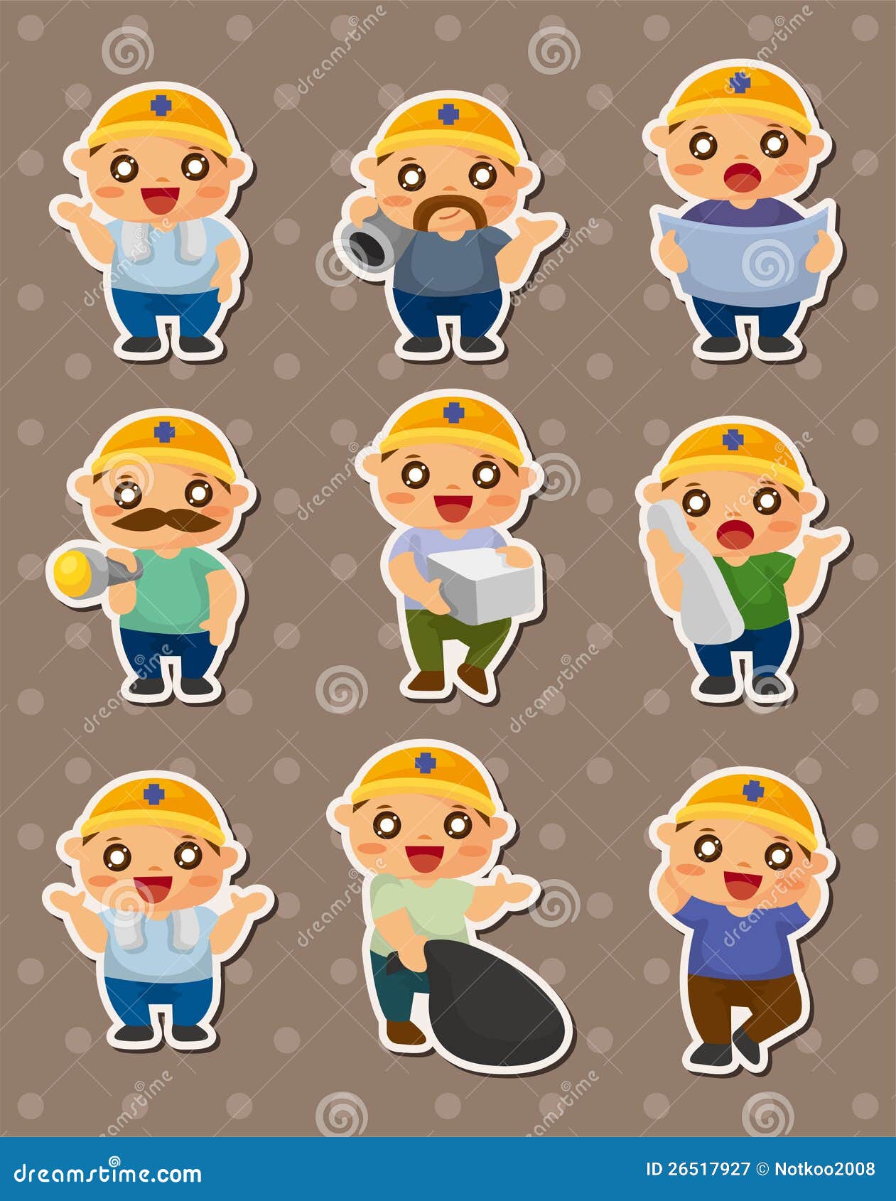 Cartoon worker stickers stock vector. Illustration of design - 26517927