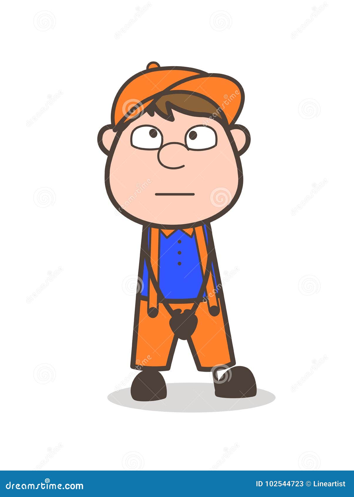 Cartoon Worker Thinking Face Vector Stock Illustration - Illustration ...