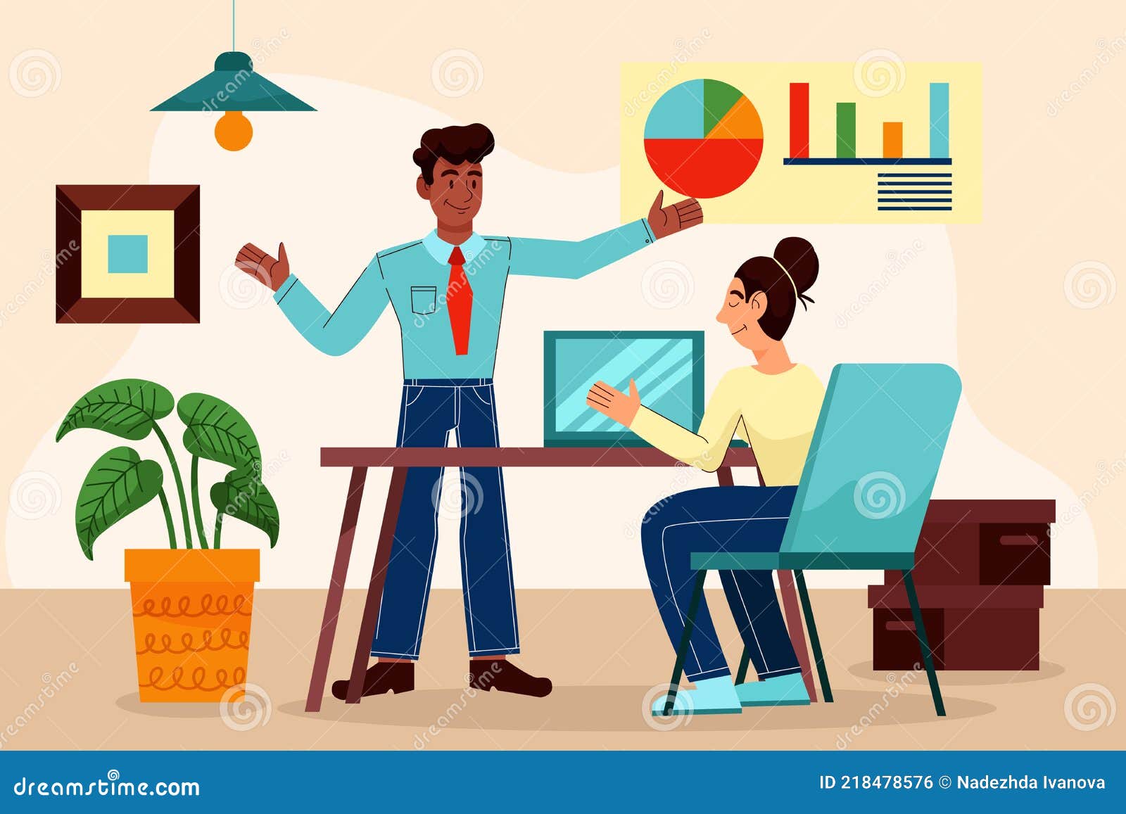 Cartoon Working Day Illustration Vector Illustration. Stock Vector ...