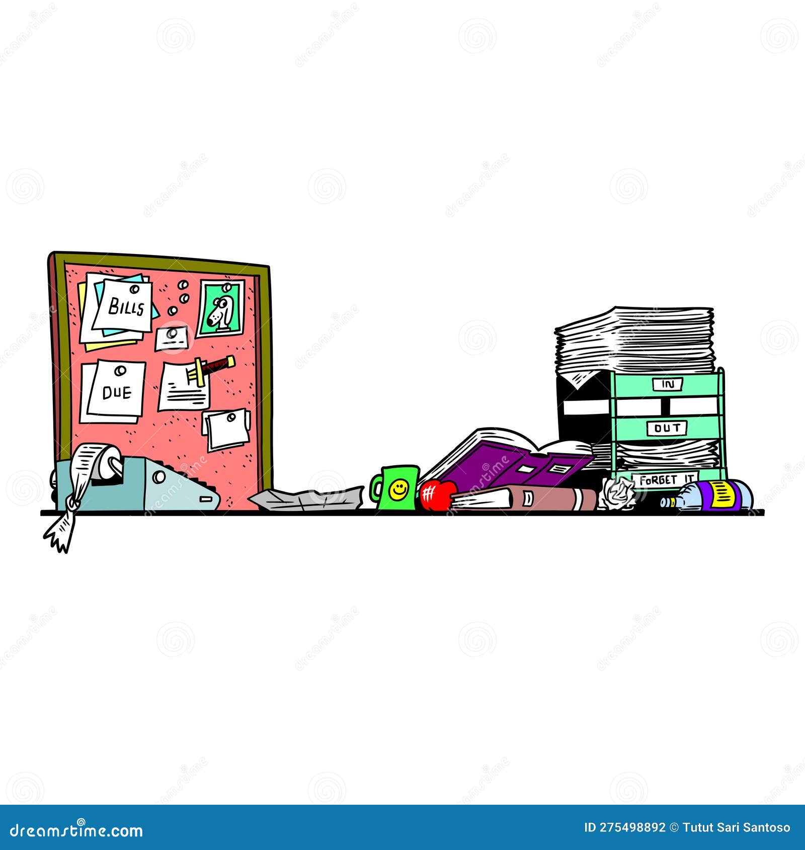Cartoon workspace stock vector. Illustration of flat - 275498892