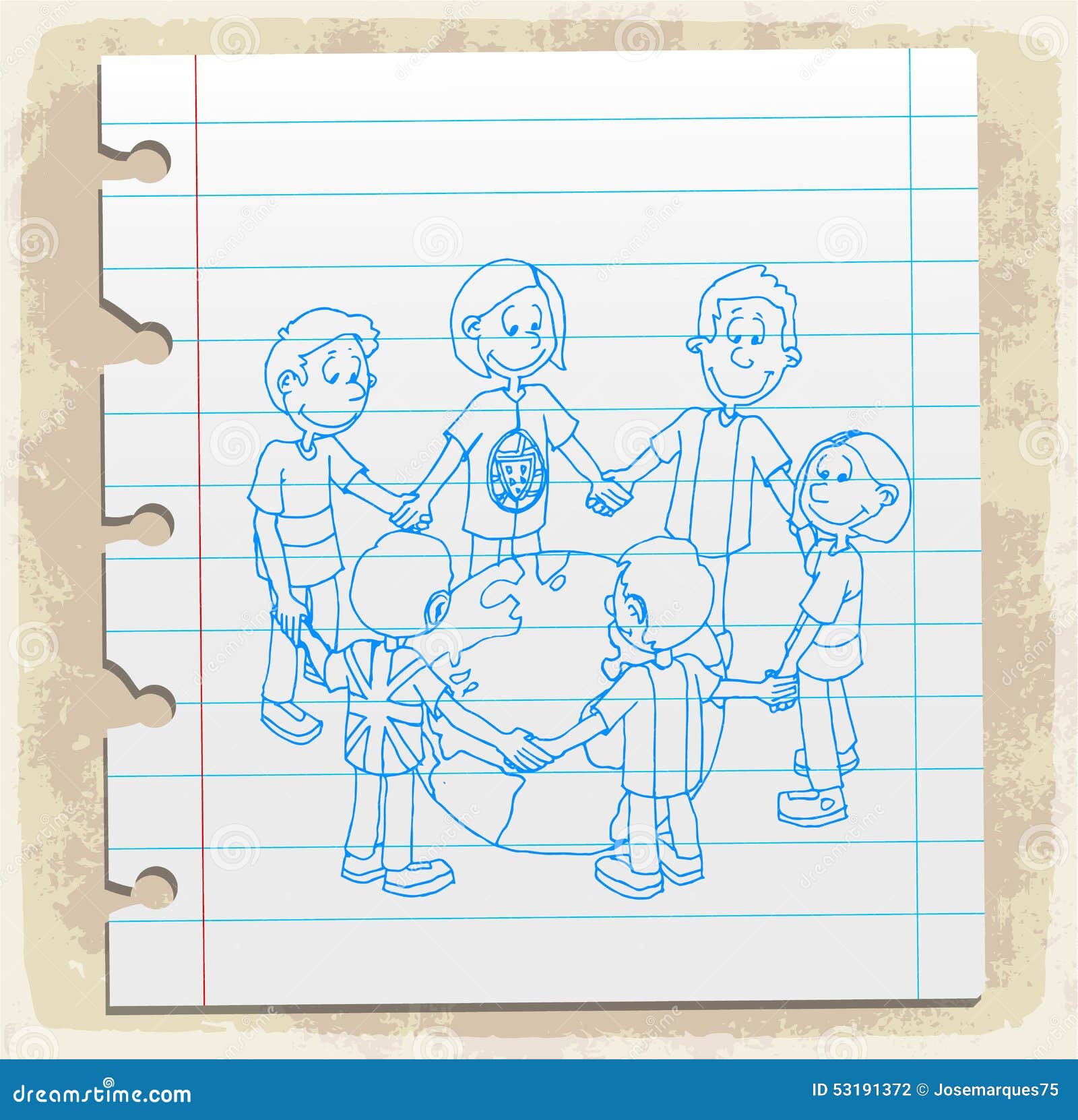 Cartoon World Planet on Paper Note, Vector Illustration Stock Vector ...