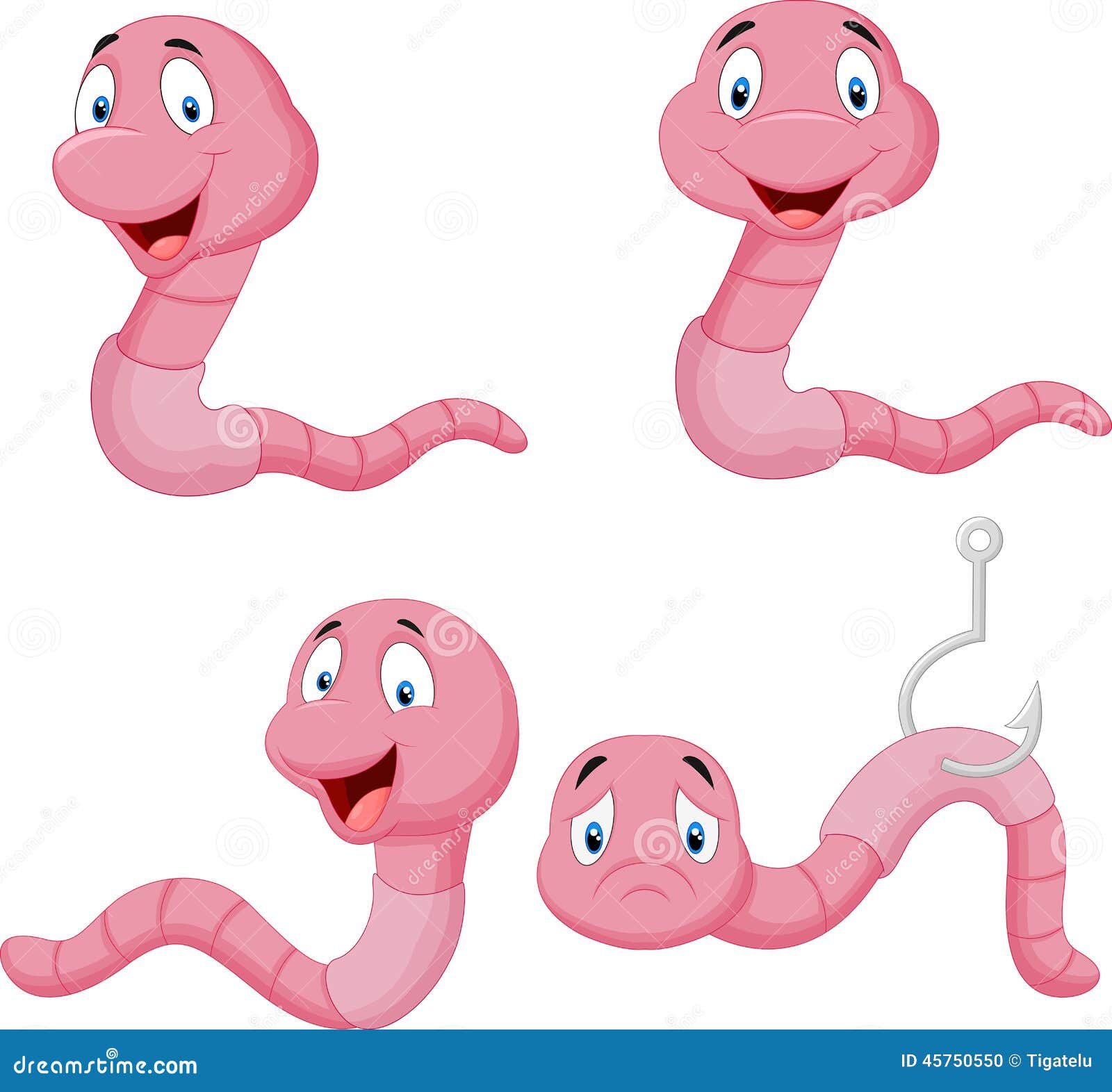 Cartoon Worm Collection Set Stock Vector - Illustration of adorable ...