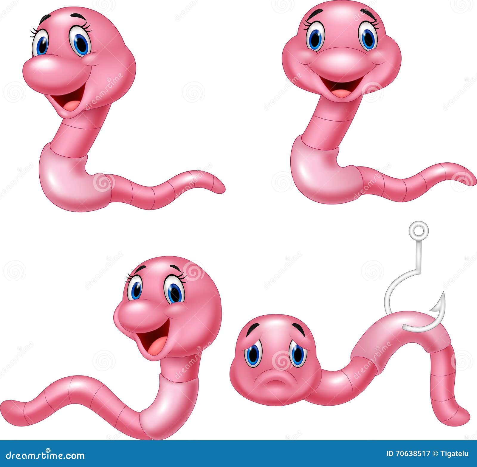 Cartoon Worm Collection Set Stock Vector - Illustration of earthworm ...