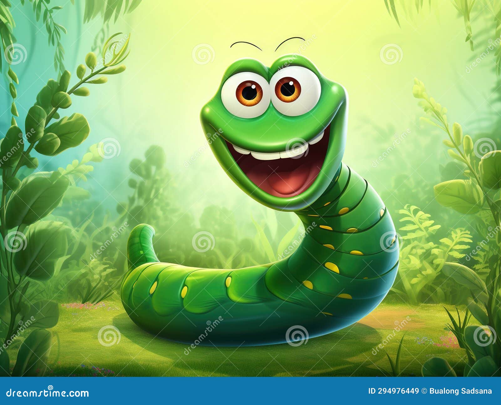 Cartoon Worm Smiling Made with Generative AI Illustration Stock ...