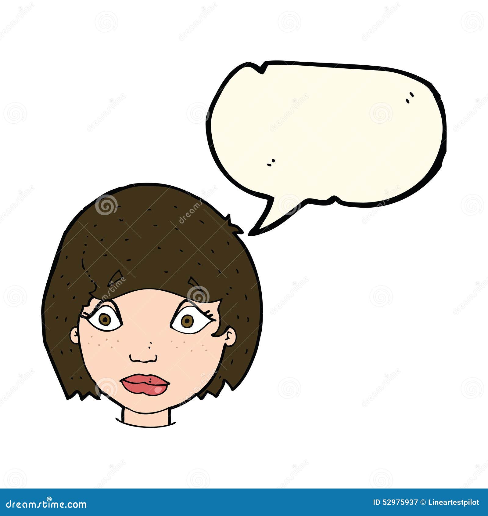 Worried Girl Face Cartoon