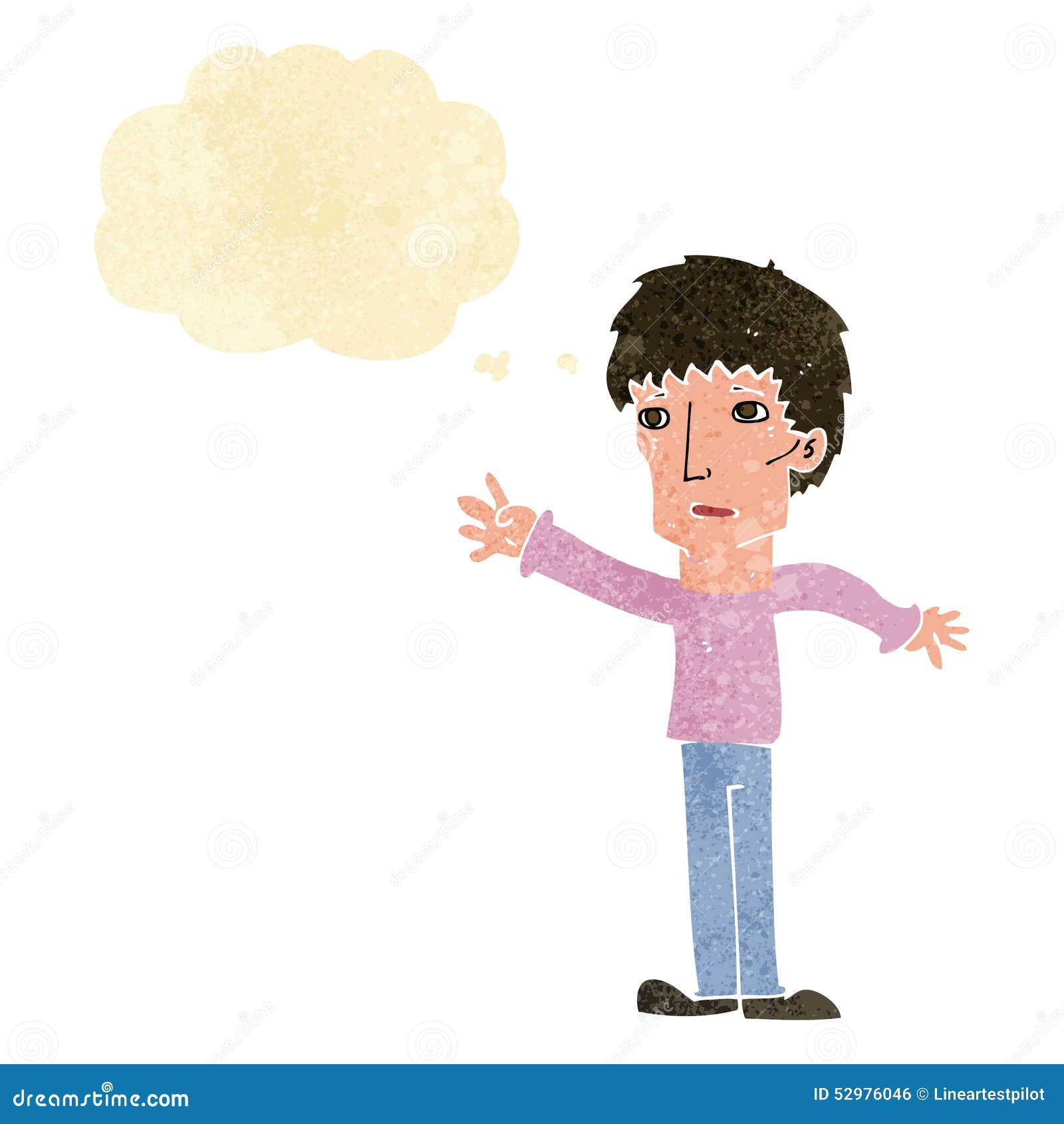 Cartoon Worried Man Reaching Out with Speech Bubble Stock Illustration ...