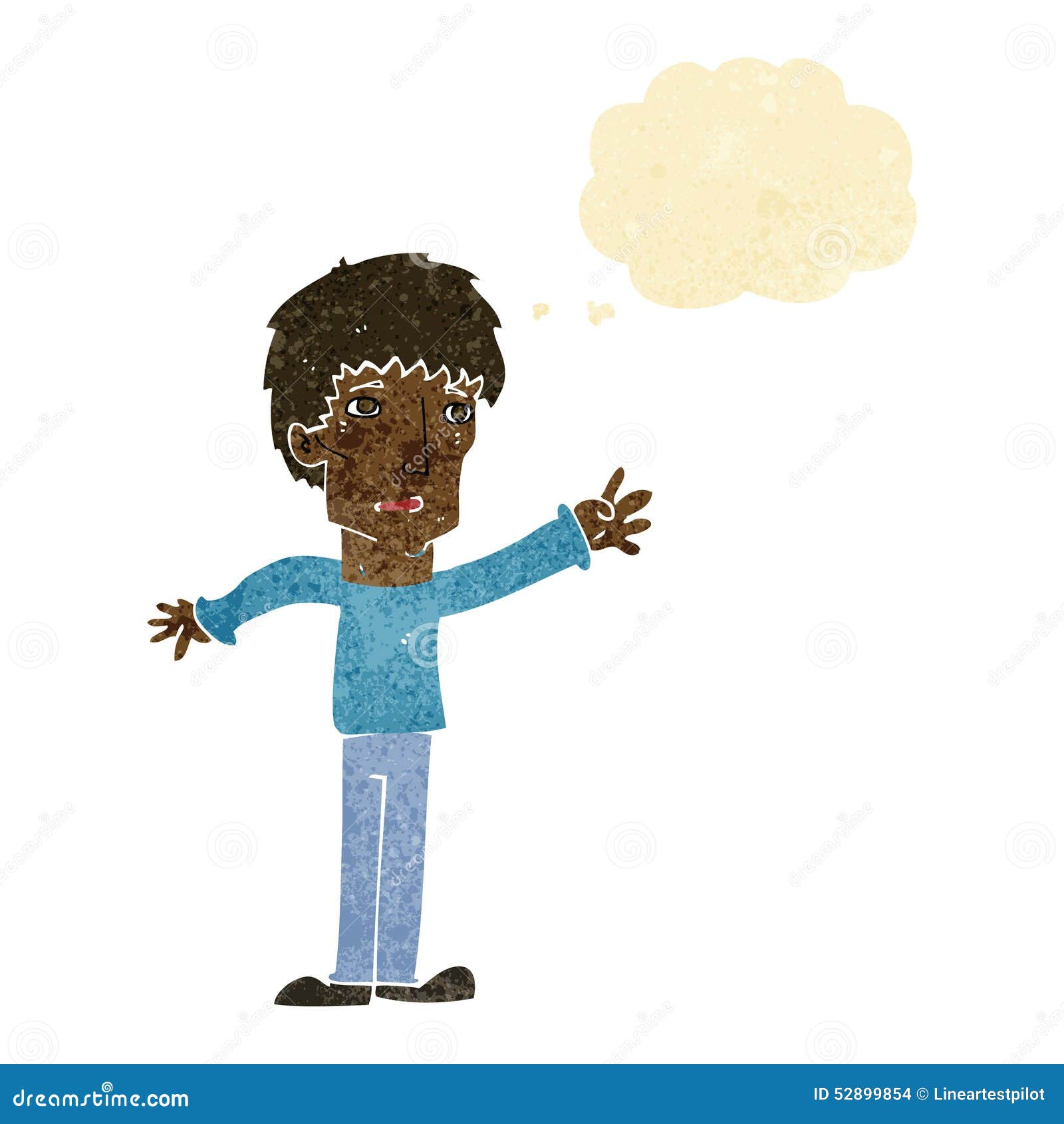 Cartoon Worried Man Reaching Out with Thought Bubble Stock Illustration ...