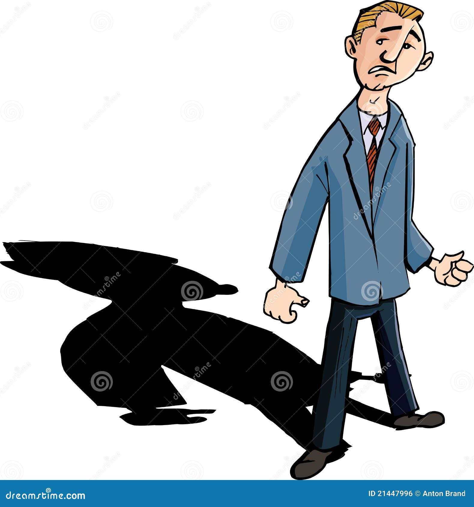 Cartoon Of Worried Man With A Shadow Behind Him Stock Photo ...