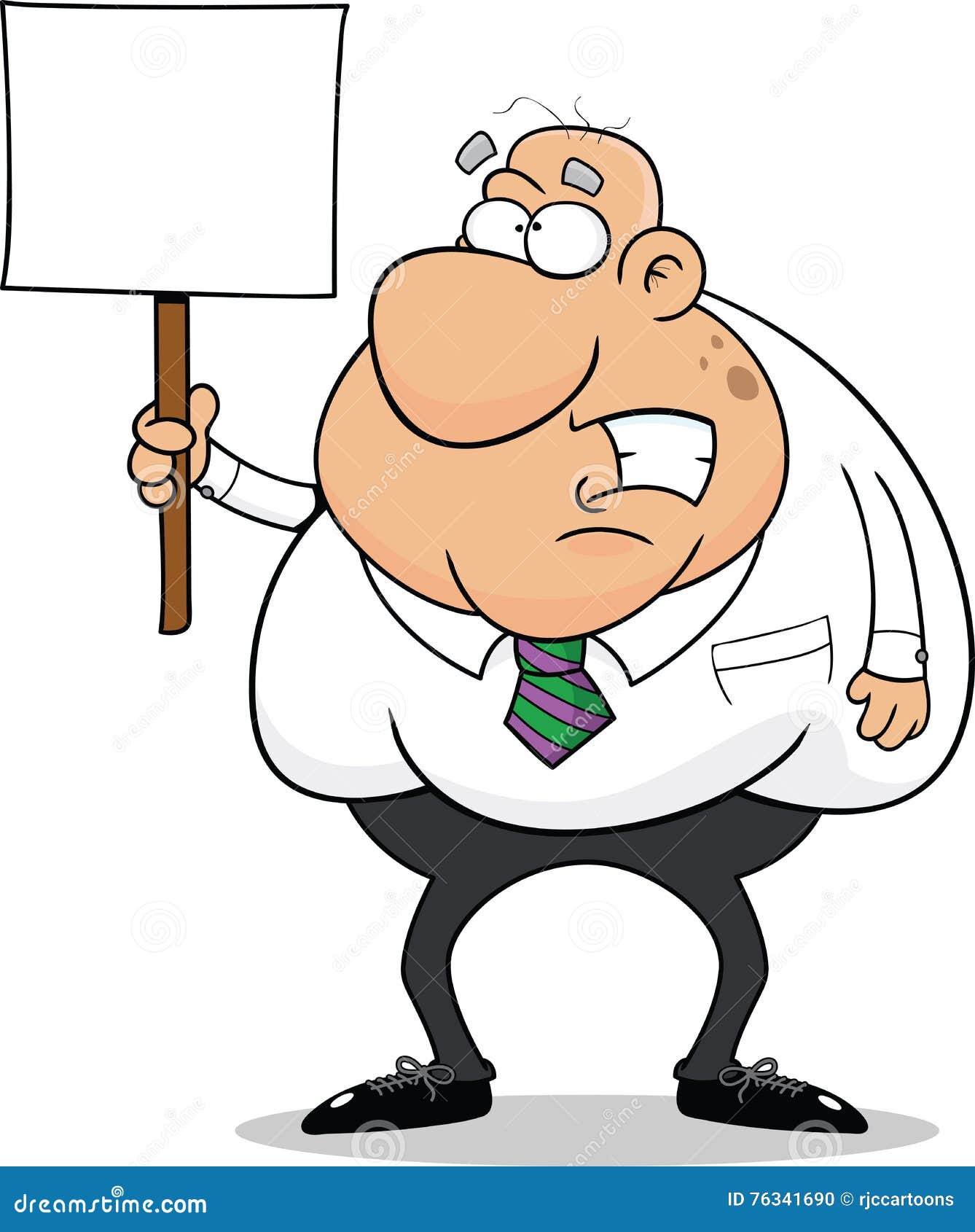 Cartoon Worried Man with Sign Stock Vector - Illustration of graphic ...