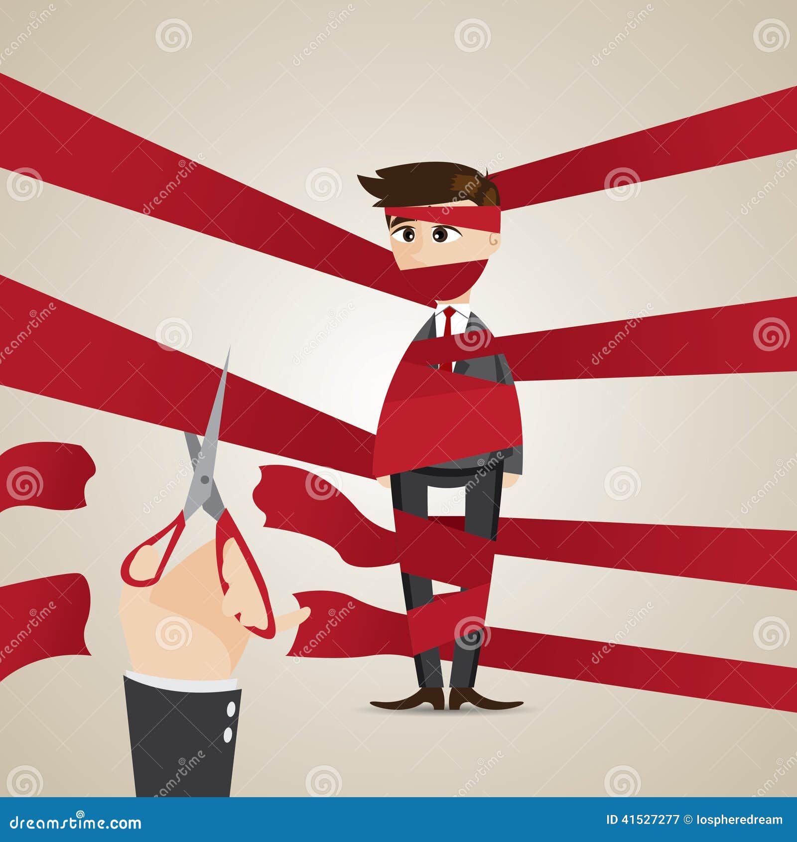 Cartoon Wrapping Businessman Get Help Stock Vector - Illustration of ...