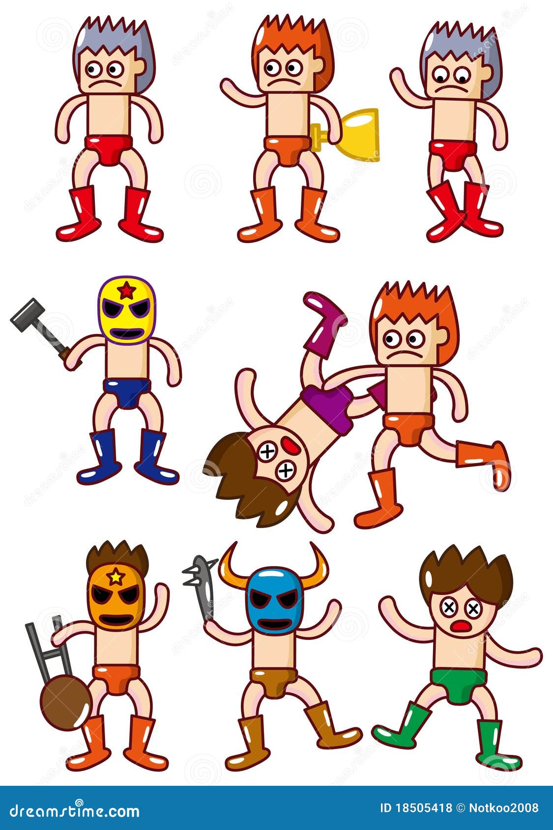 Cartoon Wrestler Stickers | CartoonDealer.com #25114537