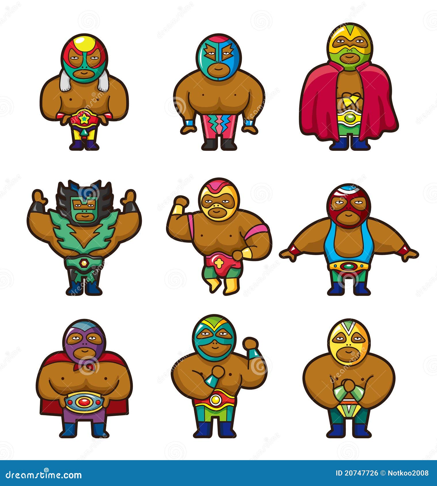 Cartoon Wrestler Stickers Vector Illustration | CartoonDealer.com #26295002