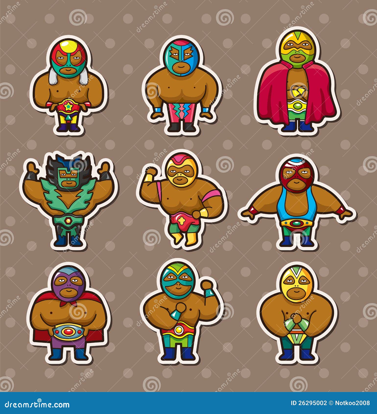 Cartoon Wrestler Stickers Vector Illustration | CartoonDealer.com #26712806