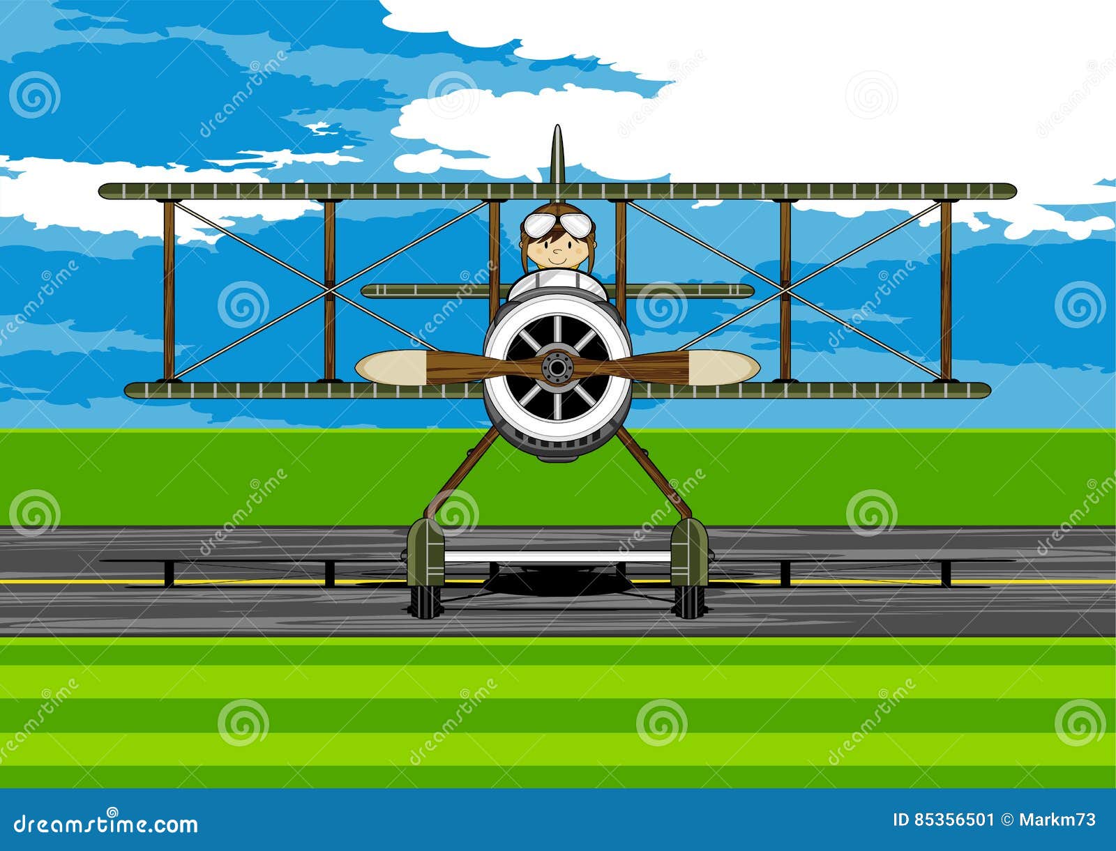 Cartoon WW1 Biplane and Pilot Stock Vector - Illustration of cartoon ...