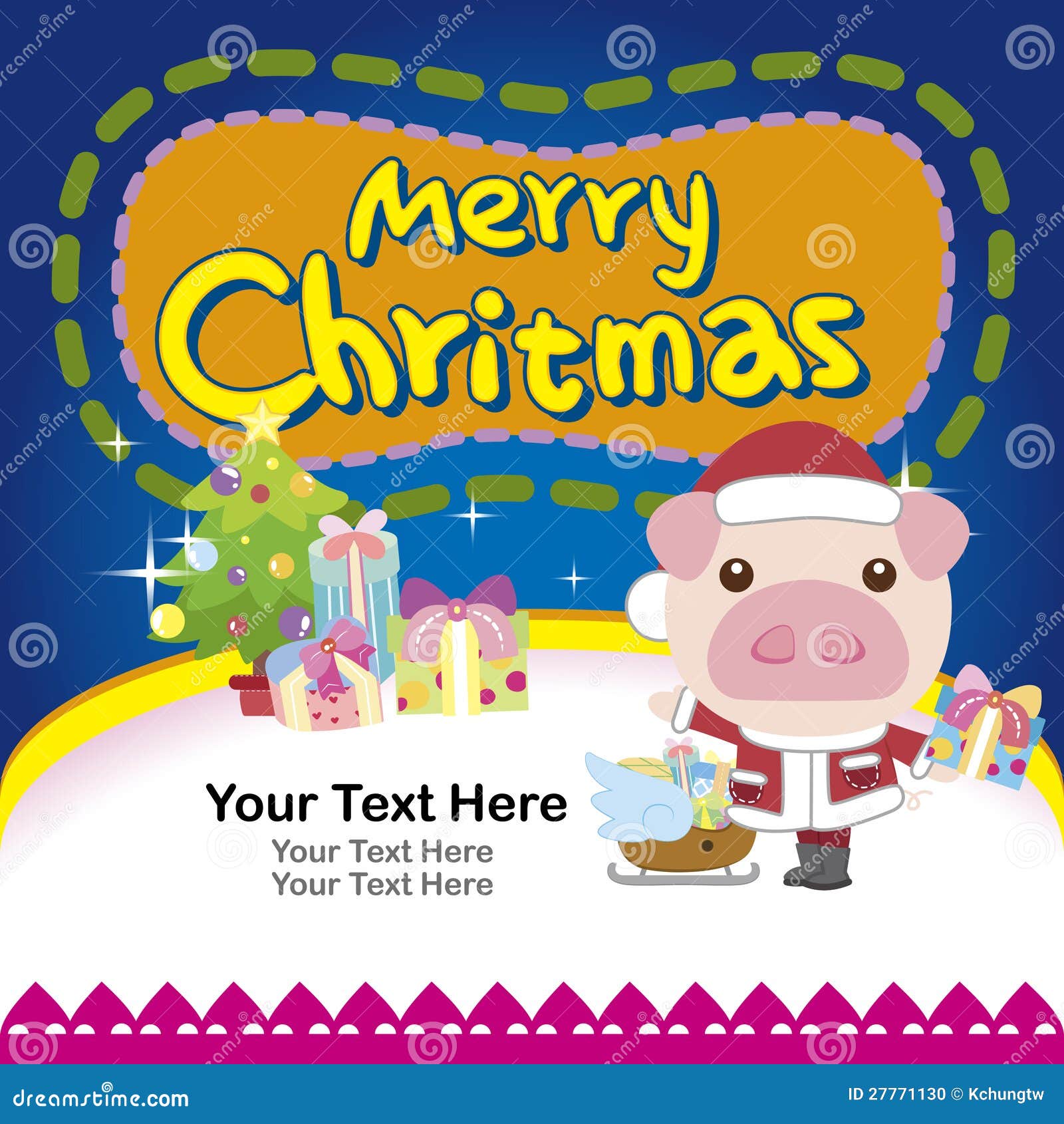 Cartoon Xmas card stock vector. Illustration of color - 27771130