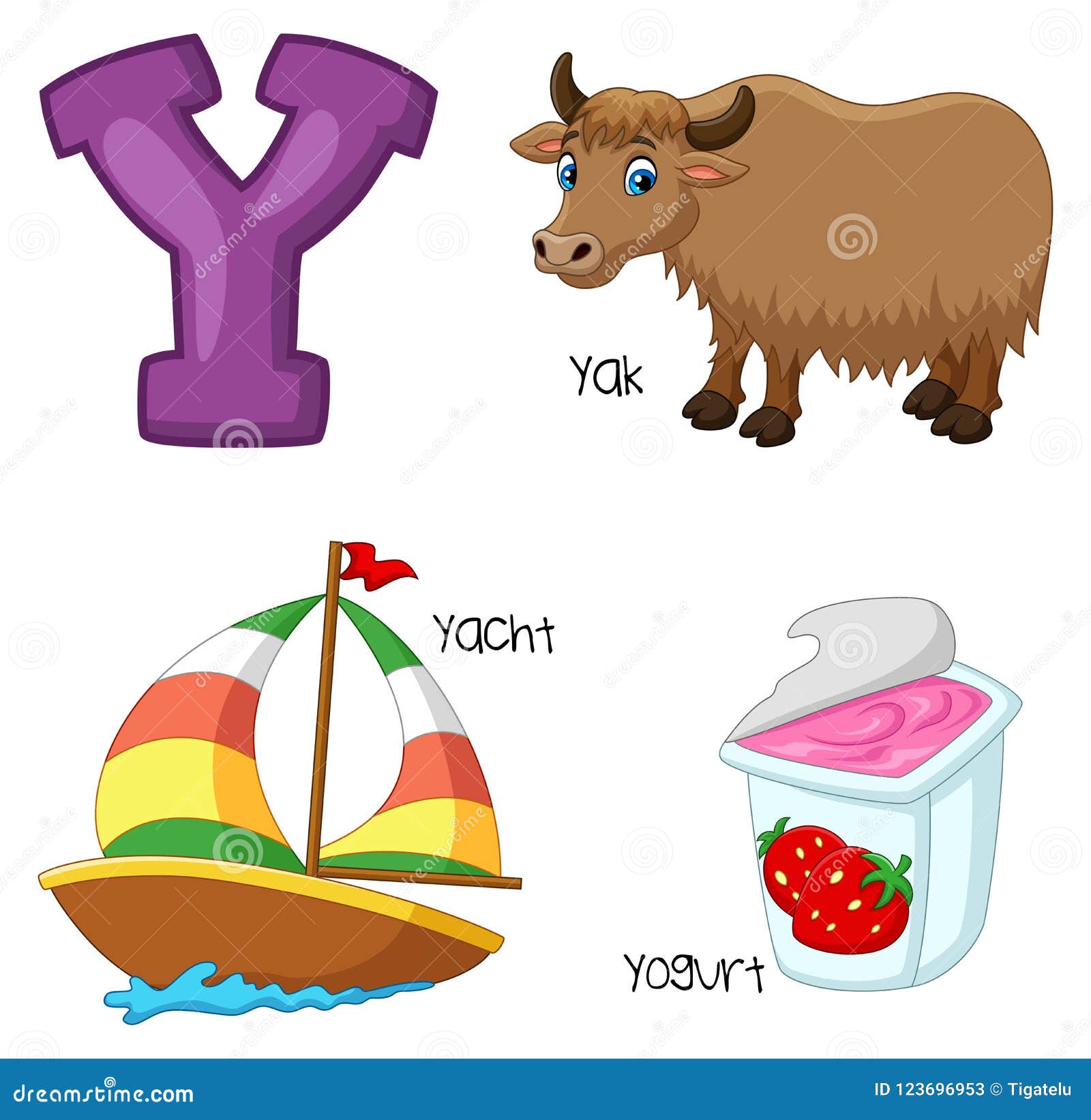 Cartoon Y alphabet stock vector. Illustration of cute - 123696953