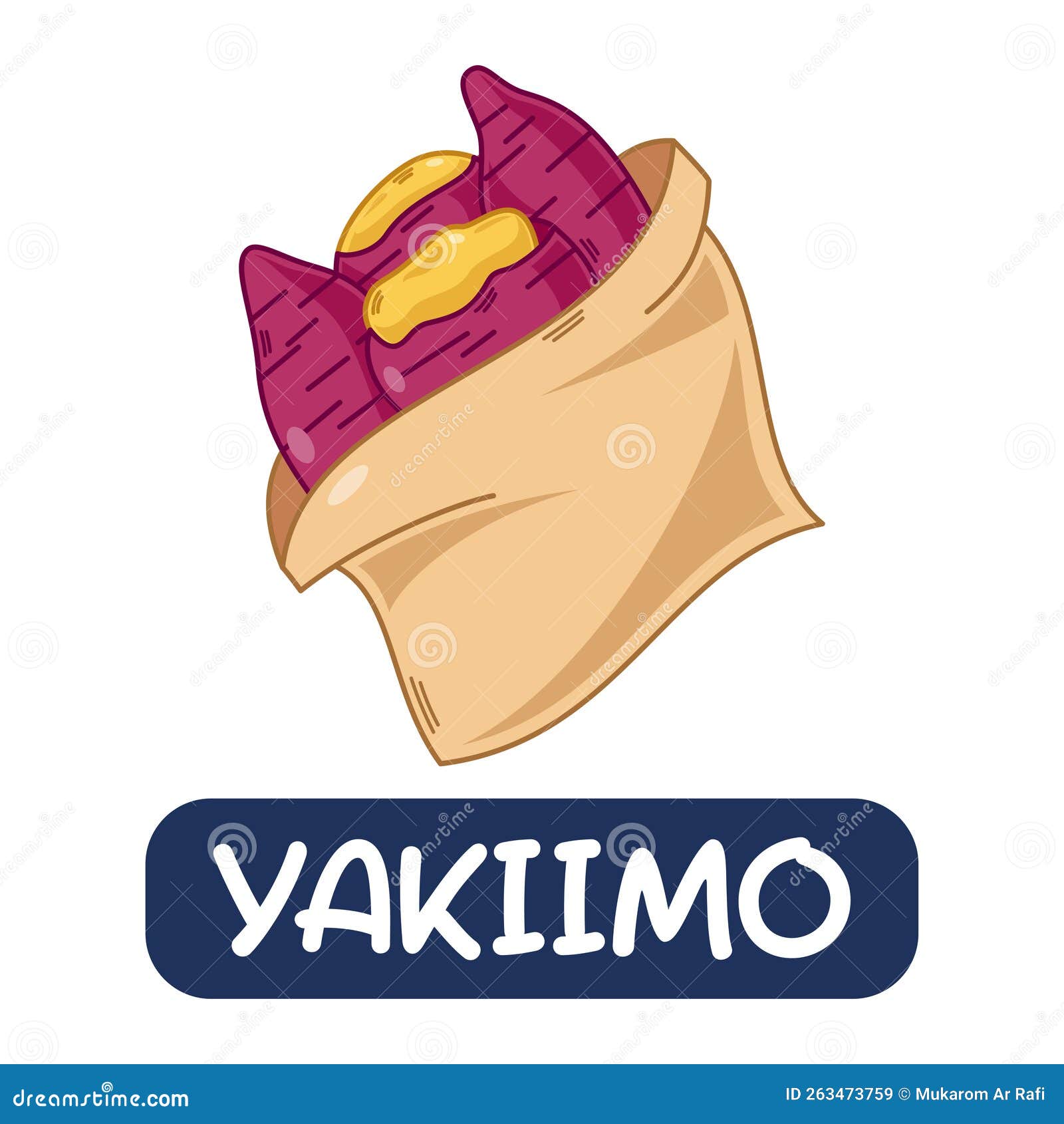 Cartoon Yakiimo, Japanese Food Vector Isolated on White Background ...