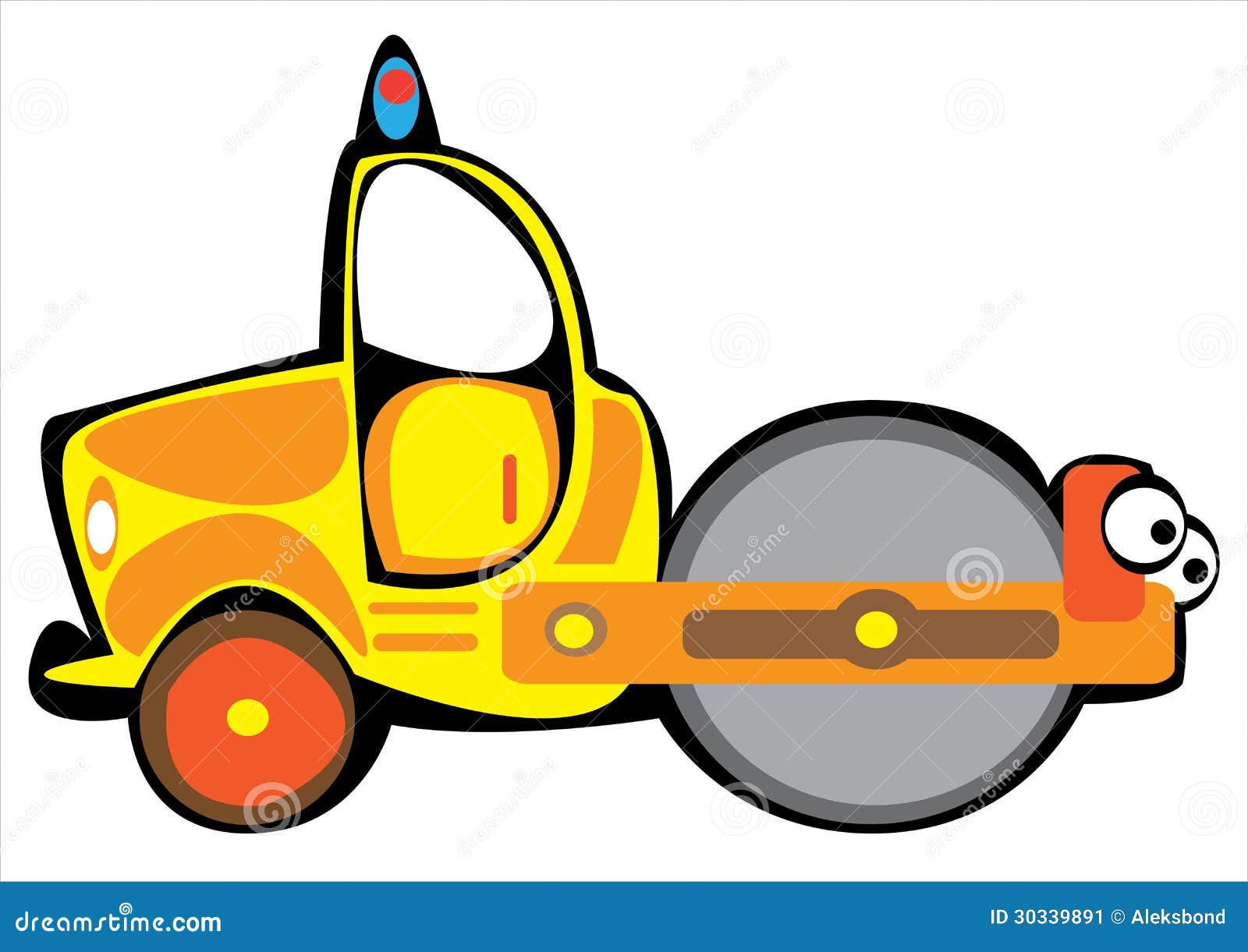 Cartoon Yellow Asphalt Compactor Isolated on Whit Stock Vector ...