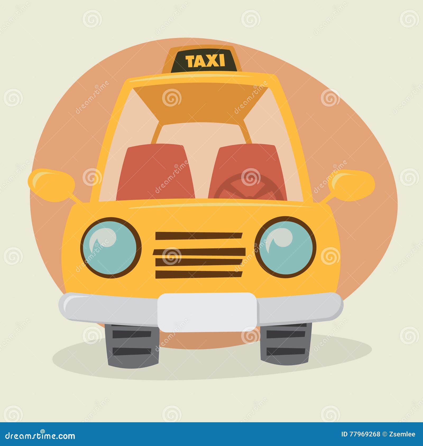 Cartoon Yellow Cab stock illustration. Illustration of happy - 77969268