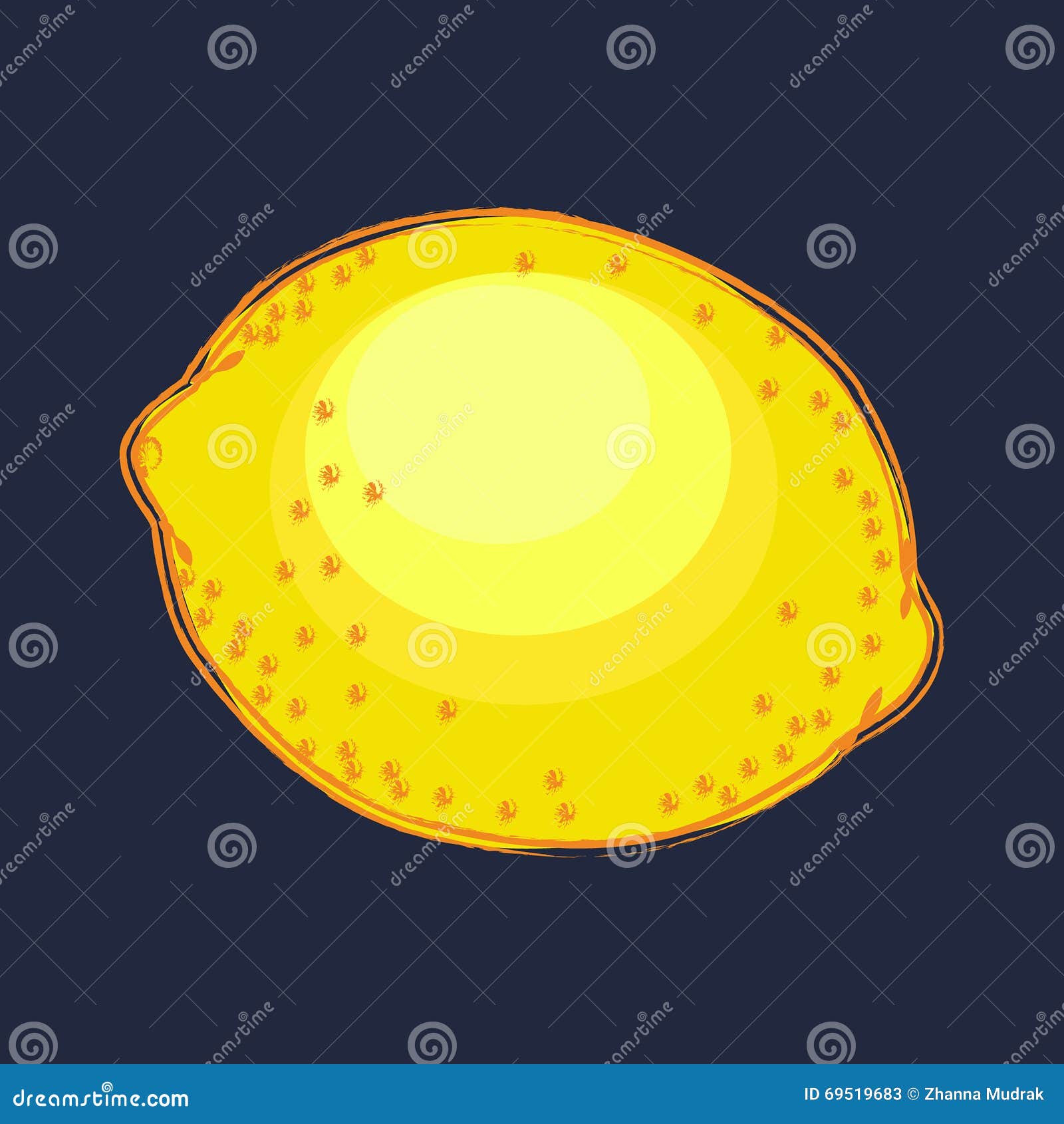 Cartoon Yellow Lemon on Dark Blue Background Stock Illustration ...