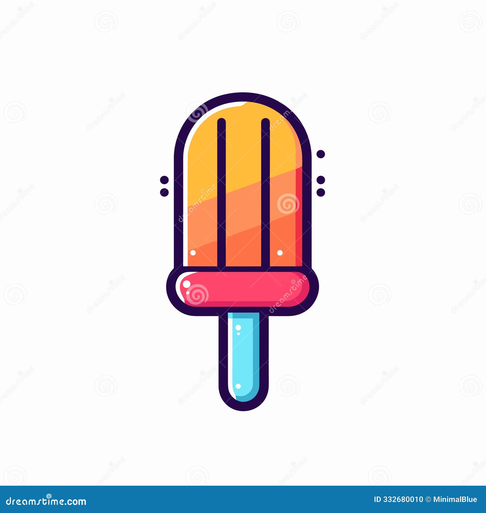 Cartoon Yellow and Orange Popsicle with Blue Handle Stock Illustration ...