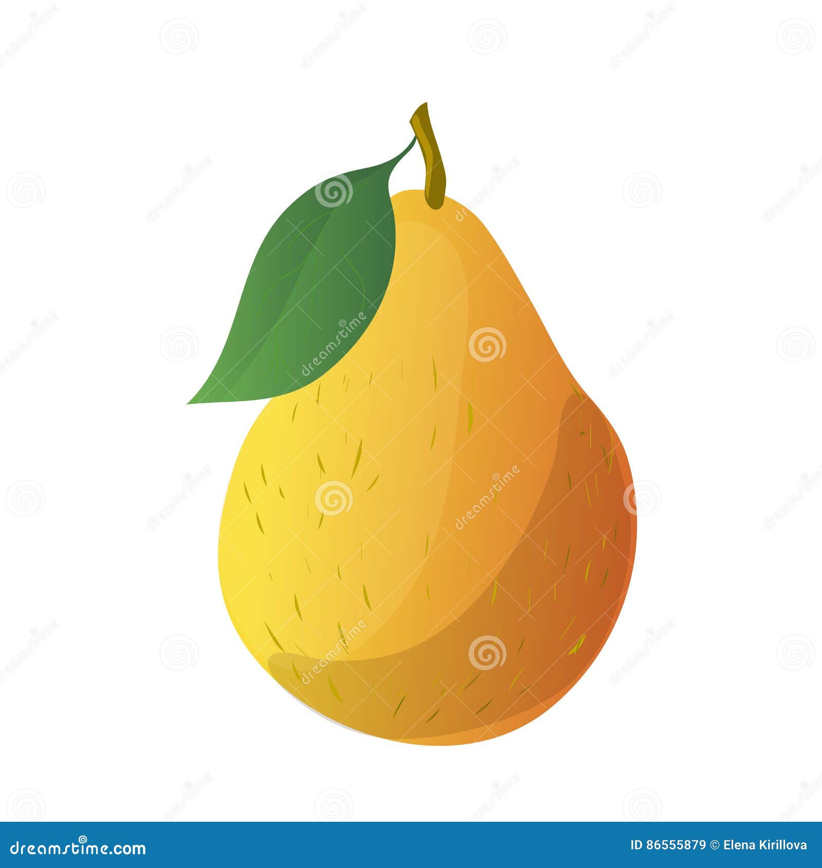 Cartoon Yellow Pear. Vector Illustration Stock Vector - Illustration of ...