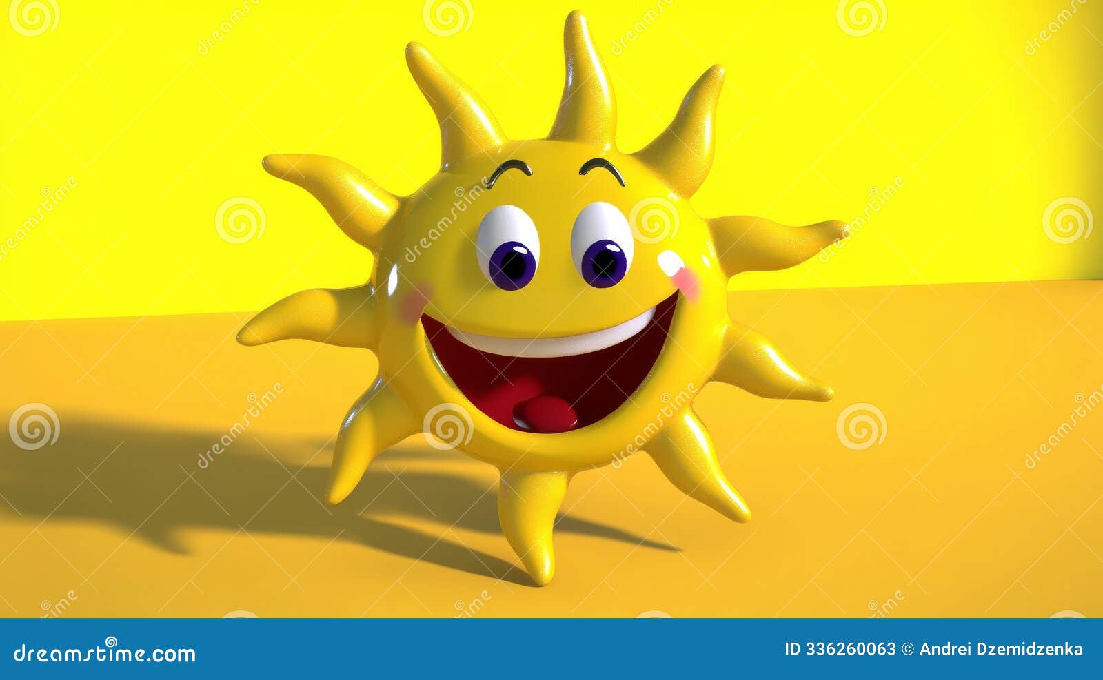 A Cartoon Yellow Sun is Smiling on a Yellow Background Stock Image ...