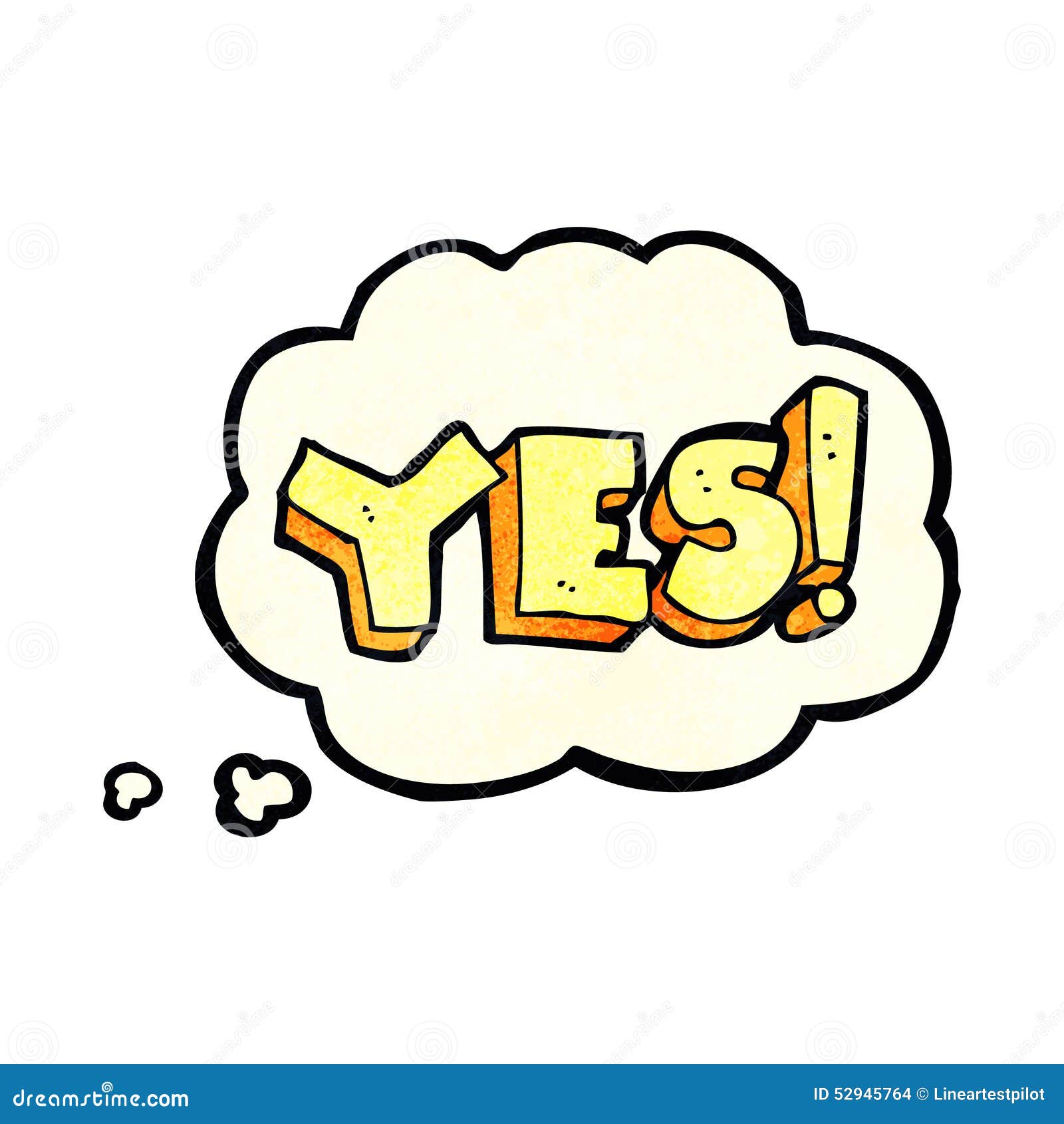 Cartoon Yes Symbol with Thought Bubble Stock Illustration ...